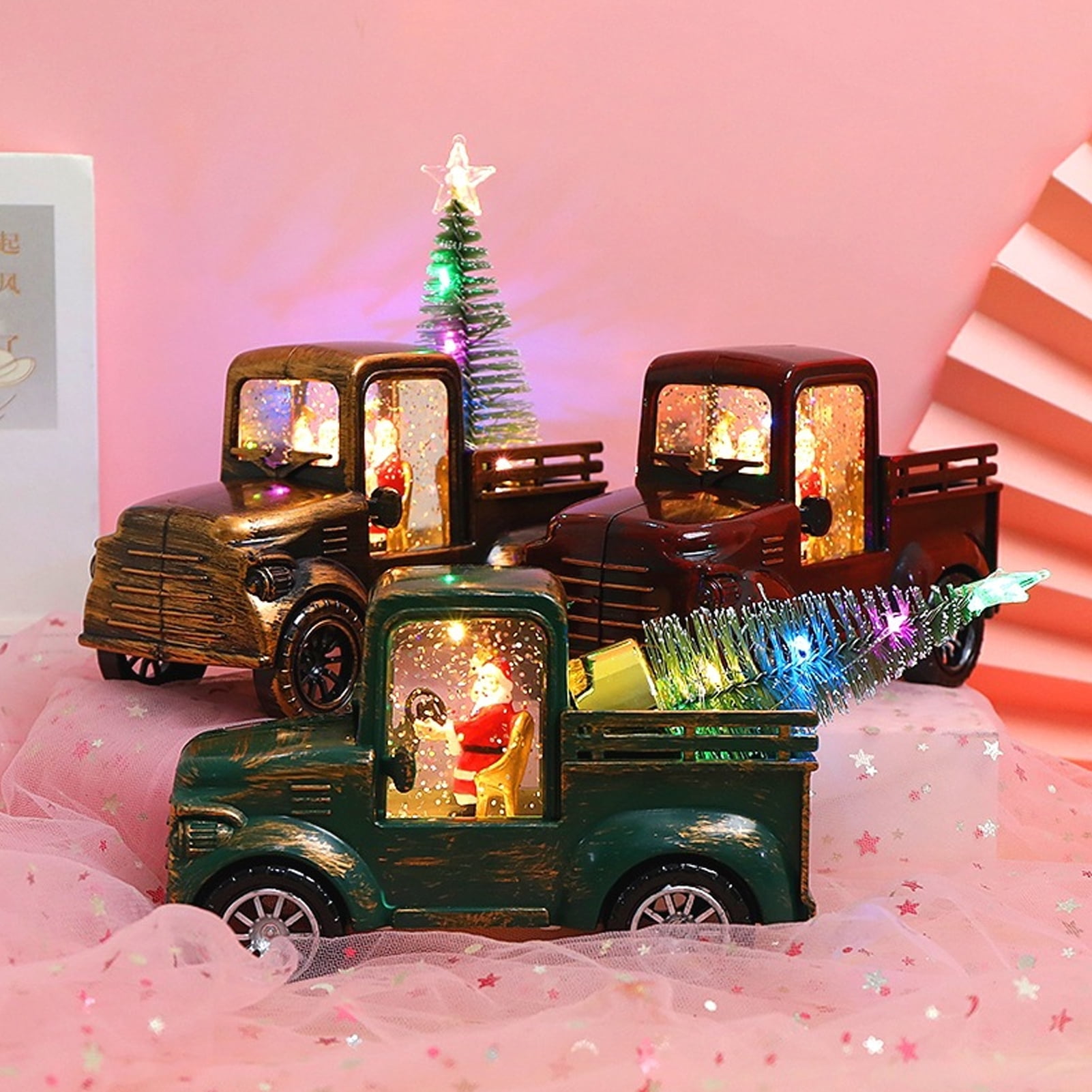kiskick Retro Style Realistic Battery-Operated Christmas Tractor Decor ...