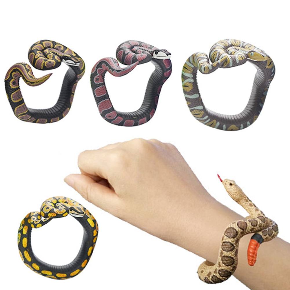 kiskick Simulation PVC Python Snake Bracelet Prank Tricks Toy Halloween ...