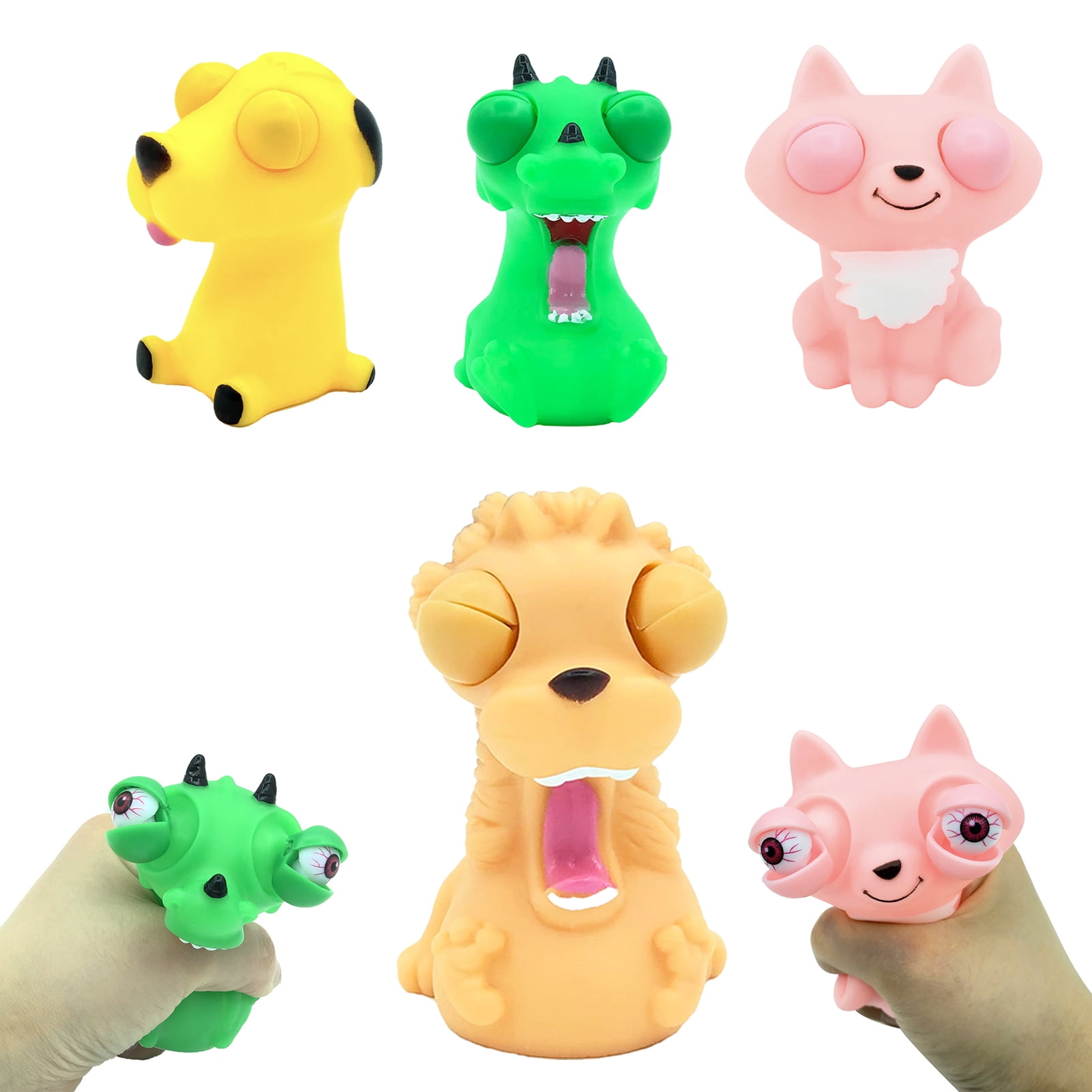 kiskick Stress Relief Toy - Soft Vinyl Eye Popping Cute Puppy Kitten ...