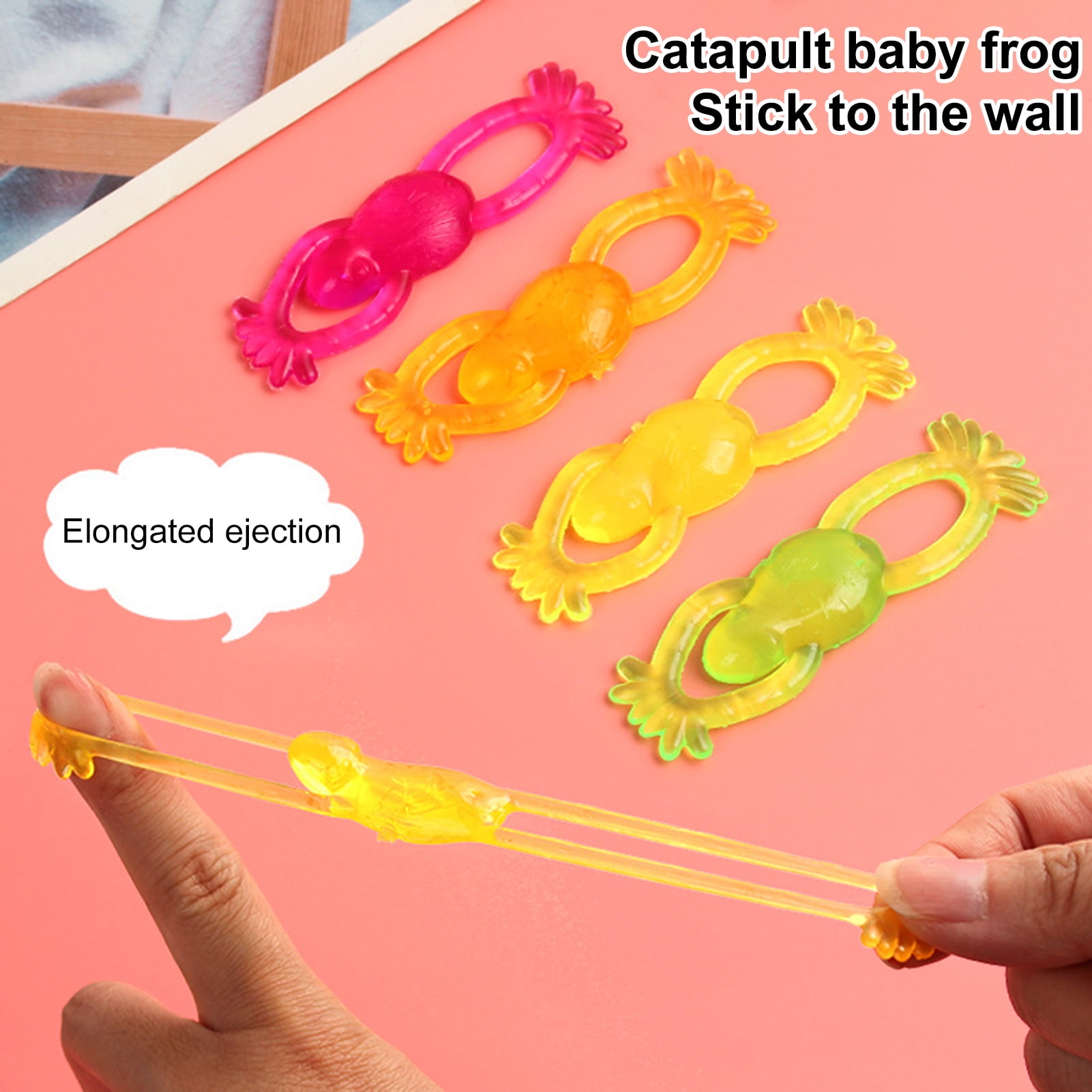 kiskick Stretchy Sticky Toys - Soft TPR Stretchable Colorful Frog Wall ...