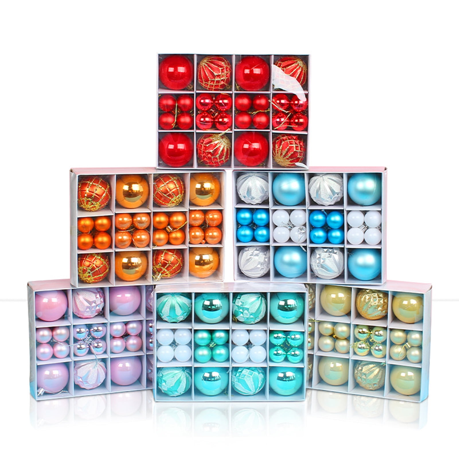 kiskick Vibrant Decorative Christmas Ball Set - 40Pcs Color Painted ...