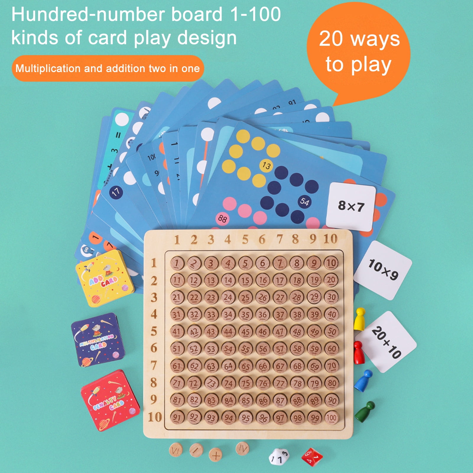 kiskick Wooden Multiplication Number Toys Set, Fun Educational Game ...
