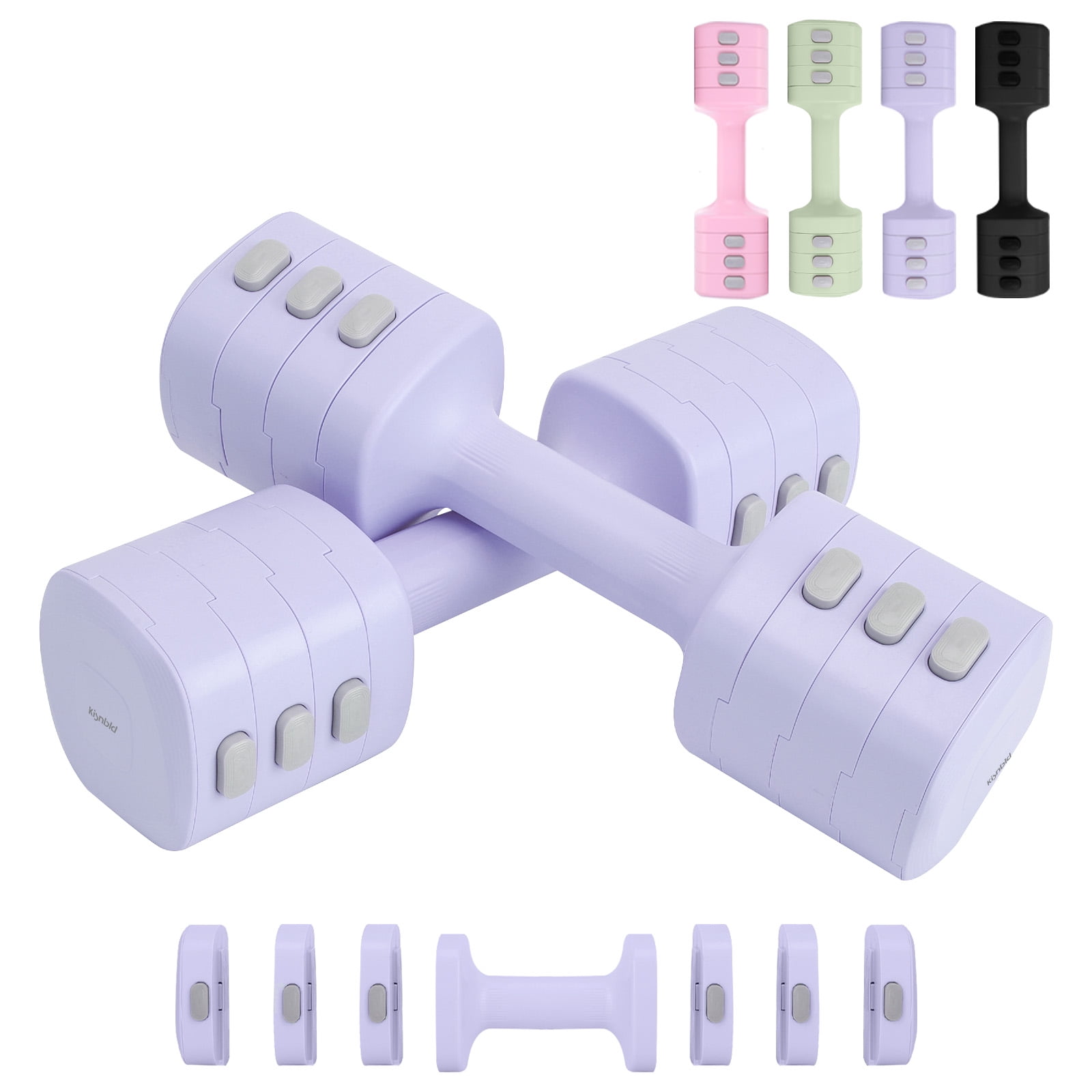 kisnbld Adjustable Dumbbell Set of 2, 4 in 1 Free Weights Dumbbells Set ...
