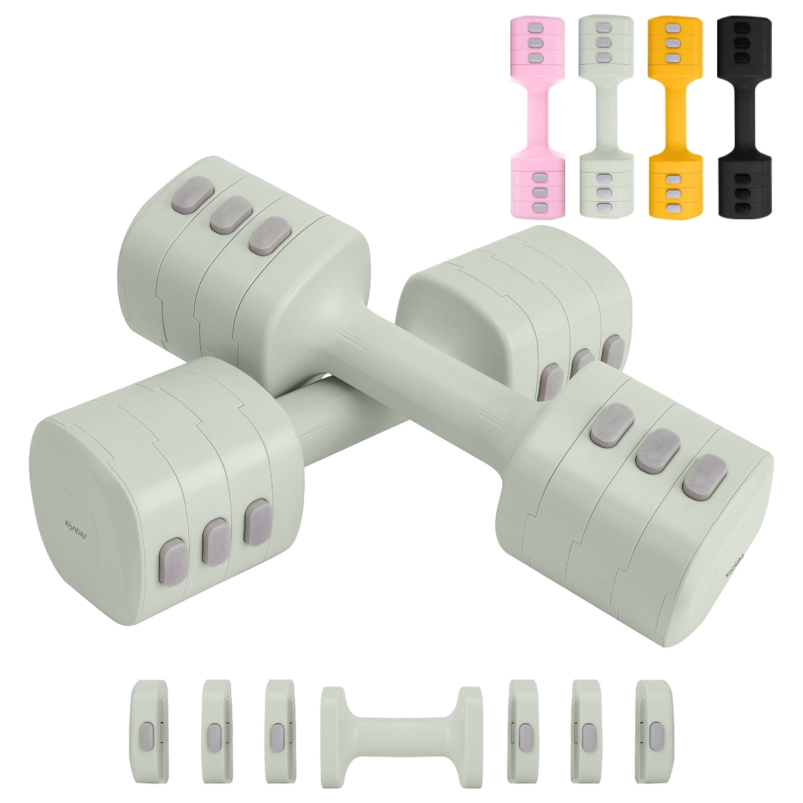 kisnbld Adjustable Dumbbell Set of 2, 4 in 1 Free Weights Dumbbells Set ...