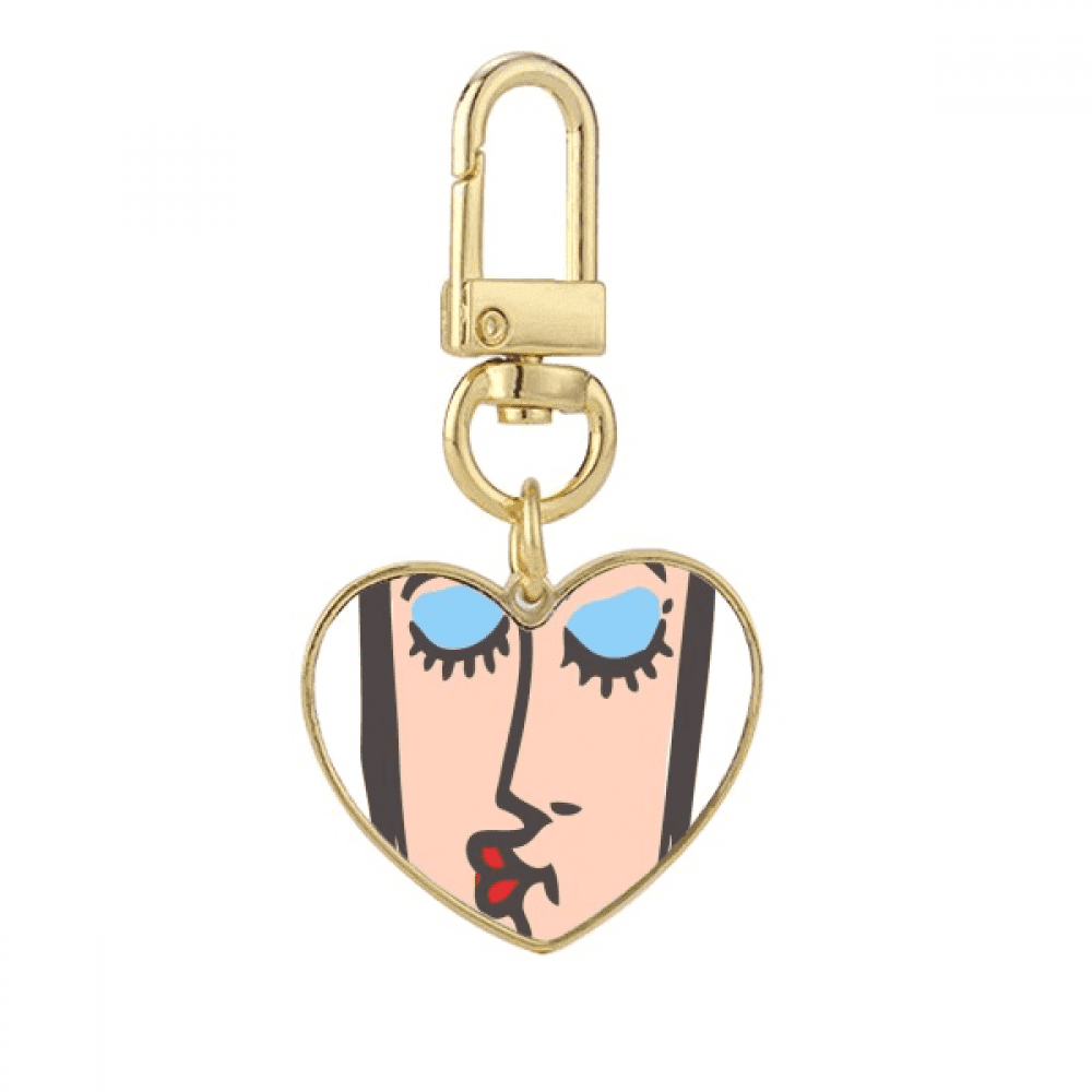 kiss fsketch emoticons gold heart keychain metal keyring holder ...