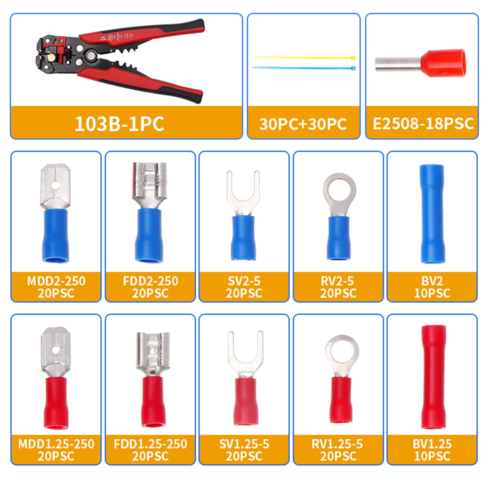 kit,Box With Wire 260pcs Crimp Cable Kit Heat Wire With Wire Pliers ...
