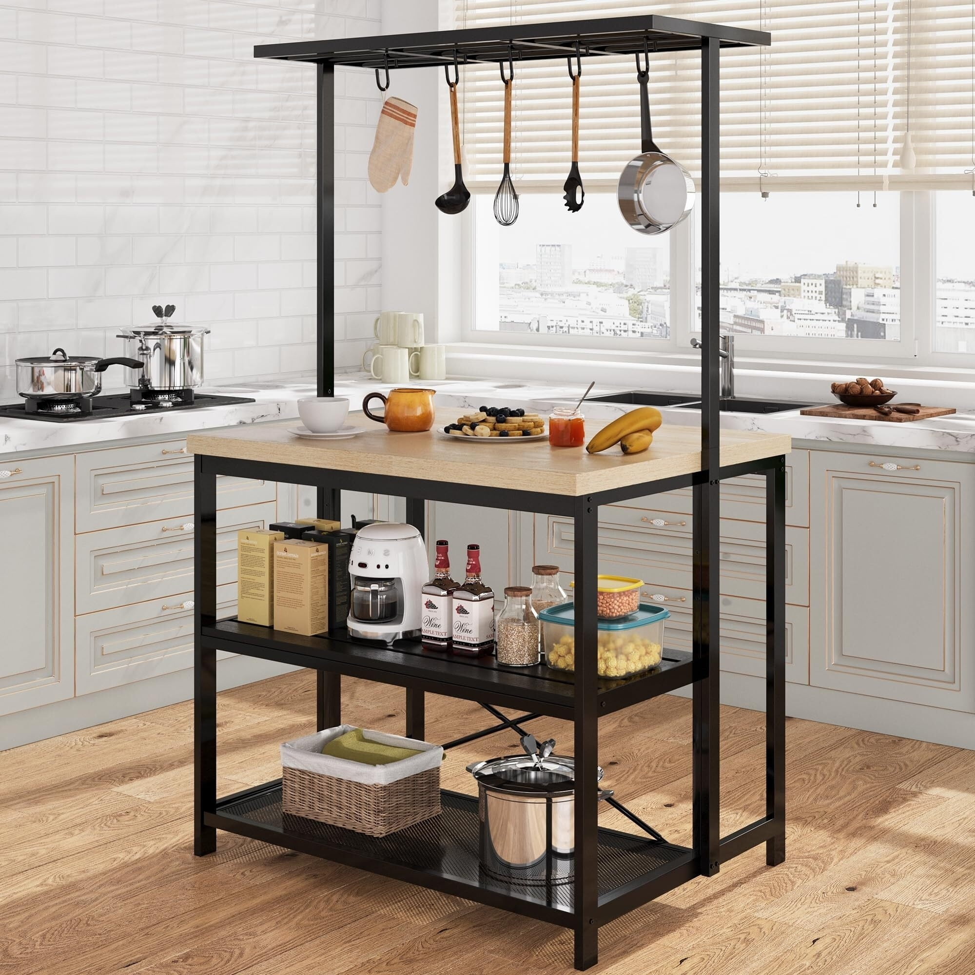 kitchen Island, Bakers Rack, Island Table for Kitchen Wood 42in ...