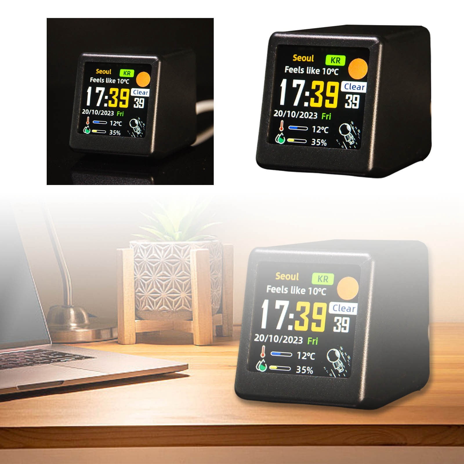 kitchen clocks wall battery operated relojes de pared WiFi Desk Weather ...