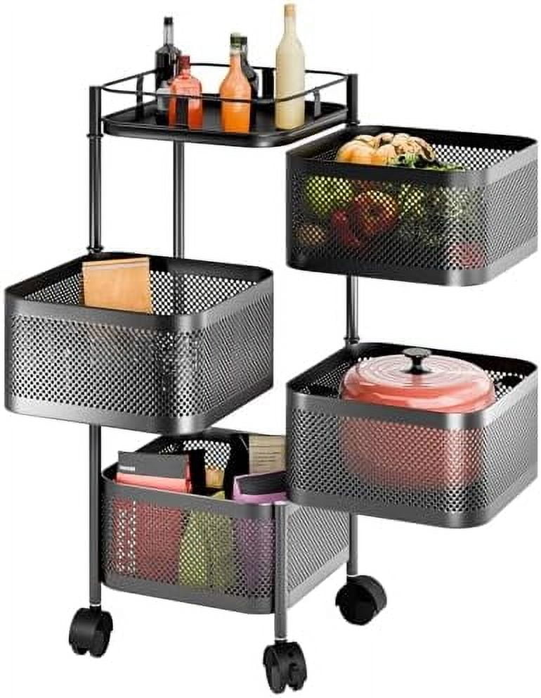 kitchen storage cart, 5-layer kitchen trolley on wheels, large storage ...
