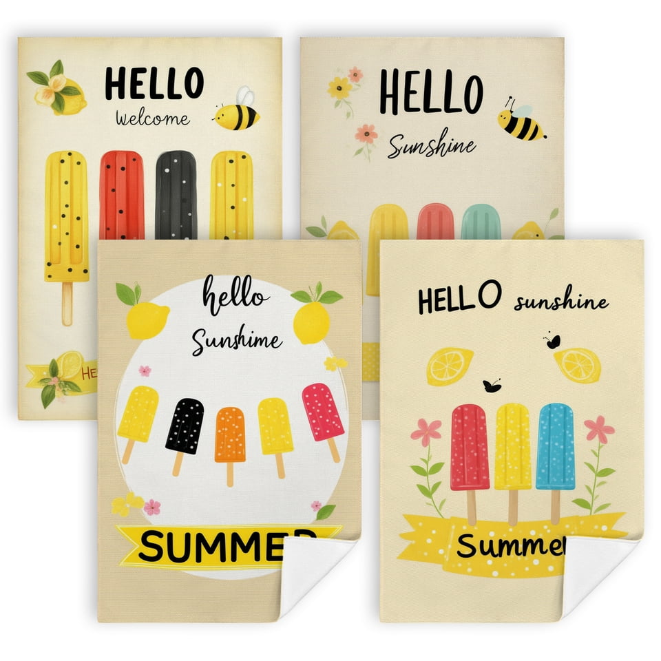 kitchen towels summer A group of popsicles with a bee on top of them ...