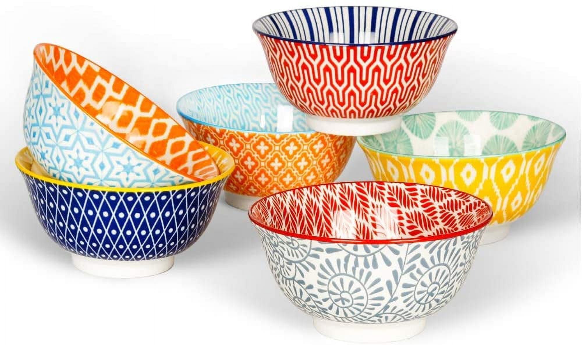 kitchentour ceramic bowls set - 10 oz serving bowls for kitchen ...