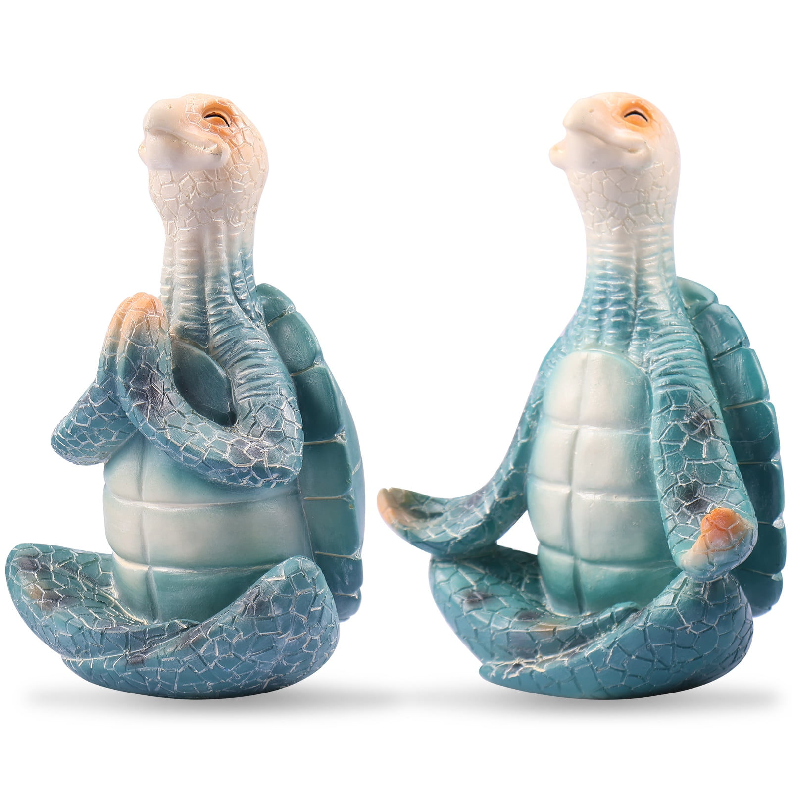 kitwin 2Pcs Turtle Yoga Figurine Decorative Resin Sea Turtle Meditating ...