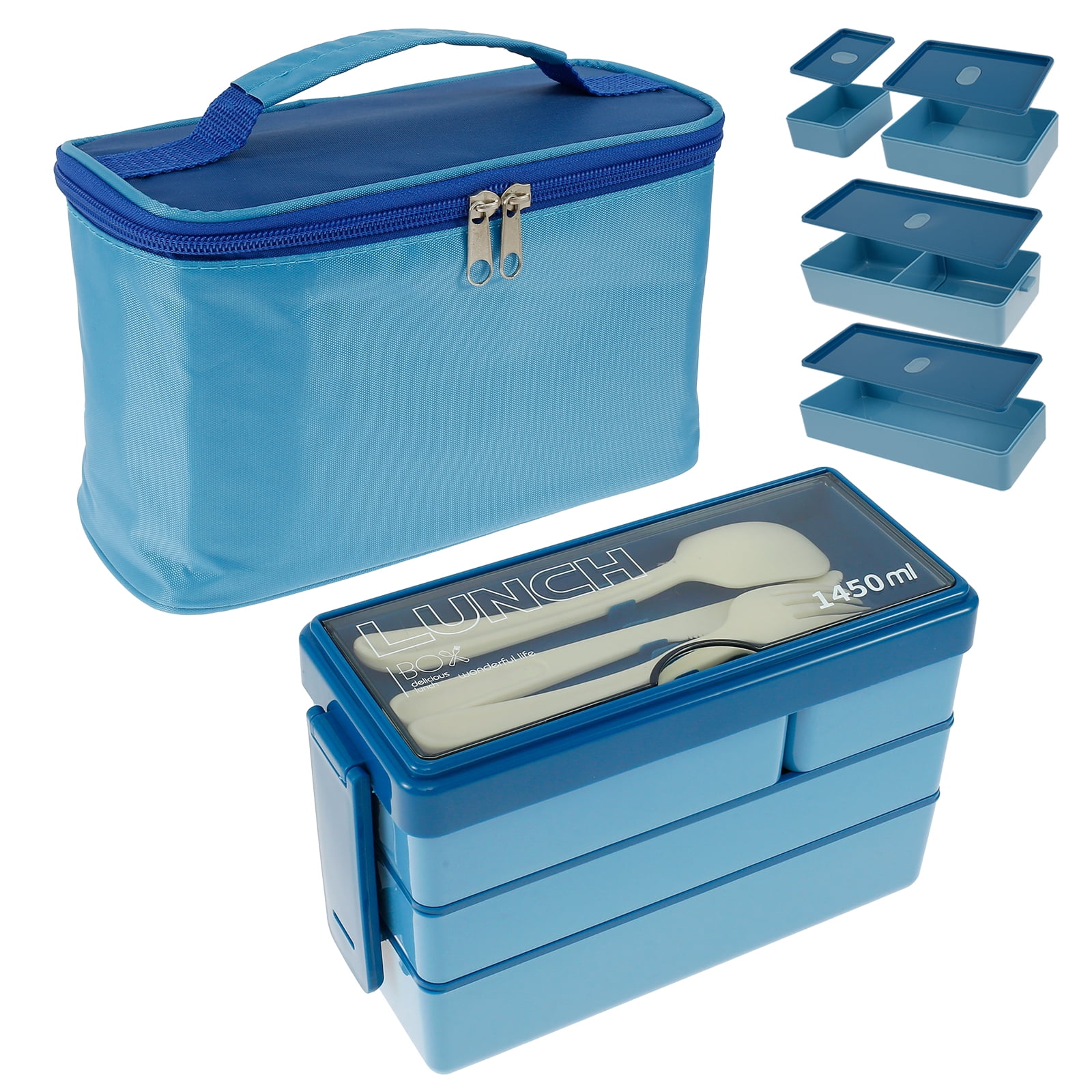 kitwin 3 Tier Bento Box with Compartments 1450ml Stackable Lunch Box ...