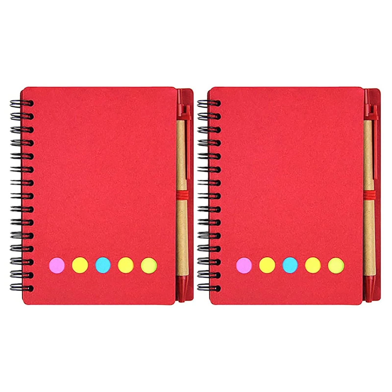 kjfeif 2 Packs Spiral Notebook Lined Notepad, Sticky Notes, Page Marker ...