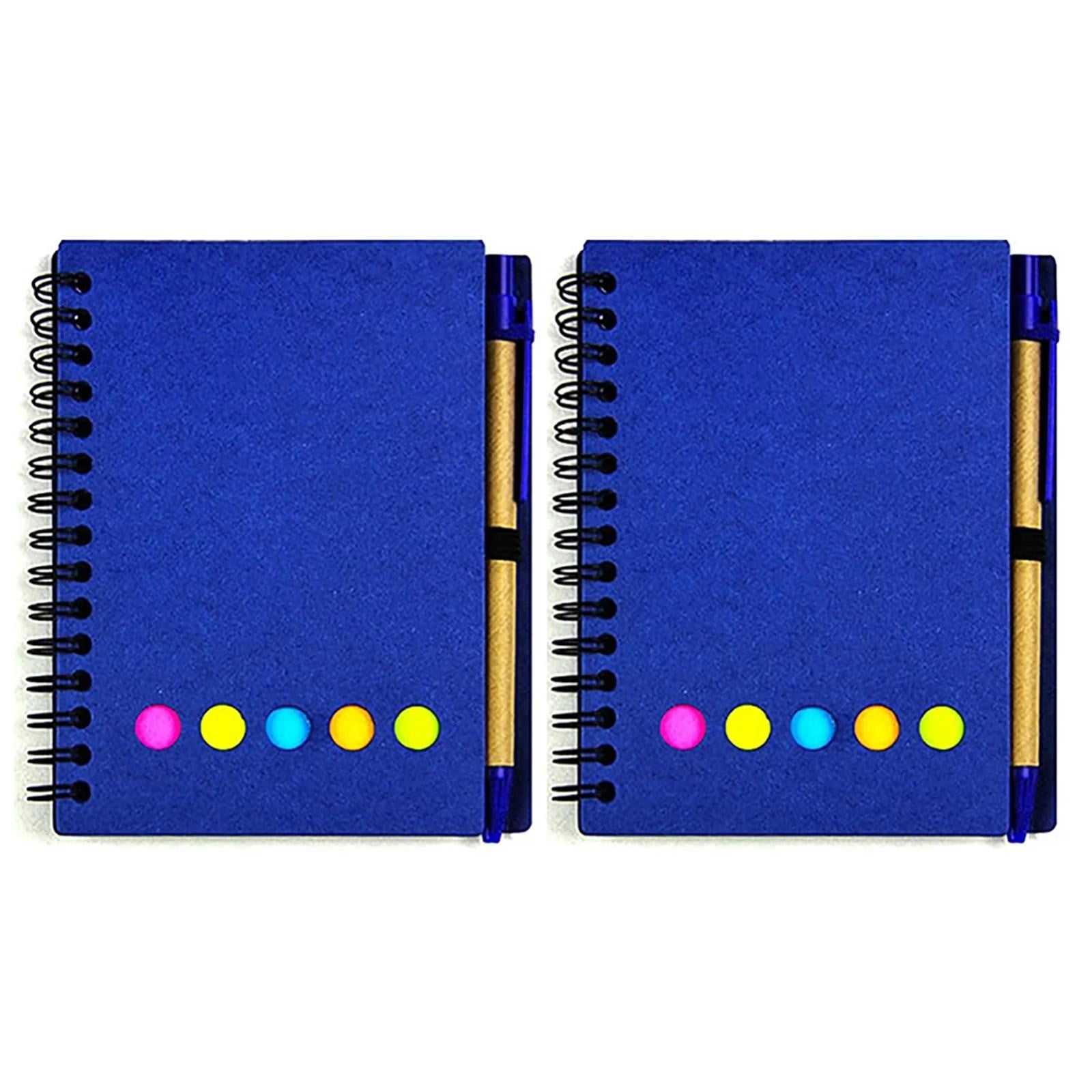 kjfeif 2 Packs Spiral Notebook Lined Notepad, Sticky Notes, Page Marker ...