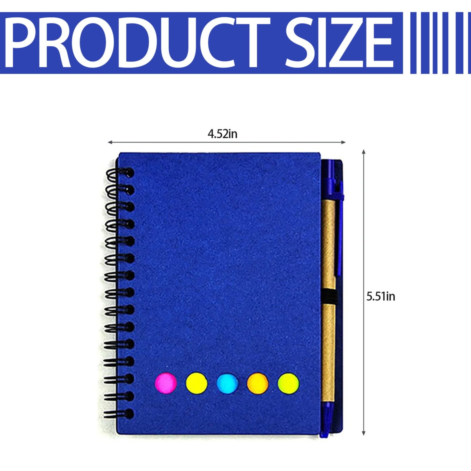kjfeif 1 Packs Spiral Notebook Lined Notepad, Sticky Notes, Page Marker ...