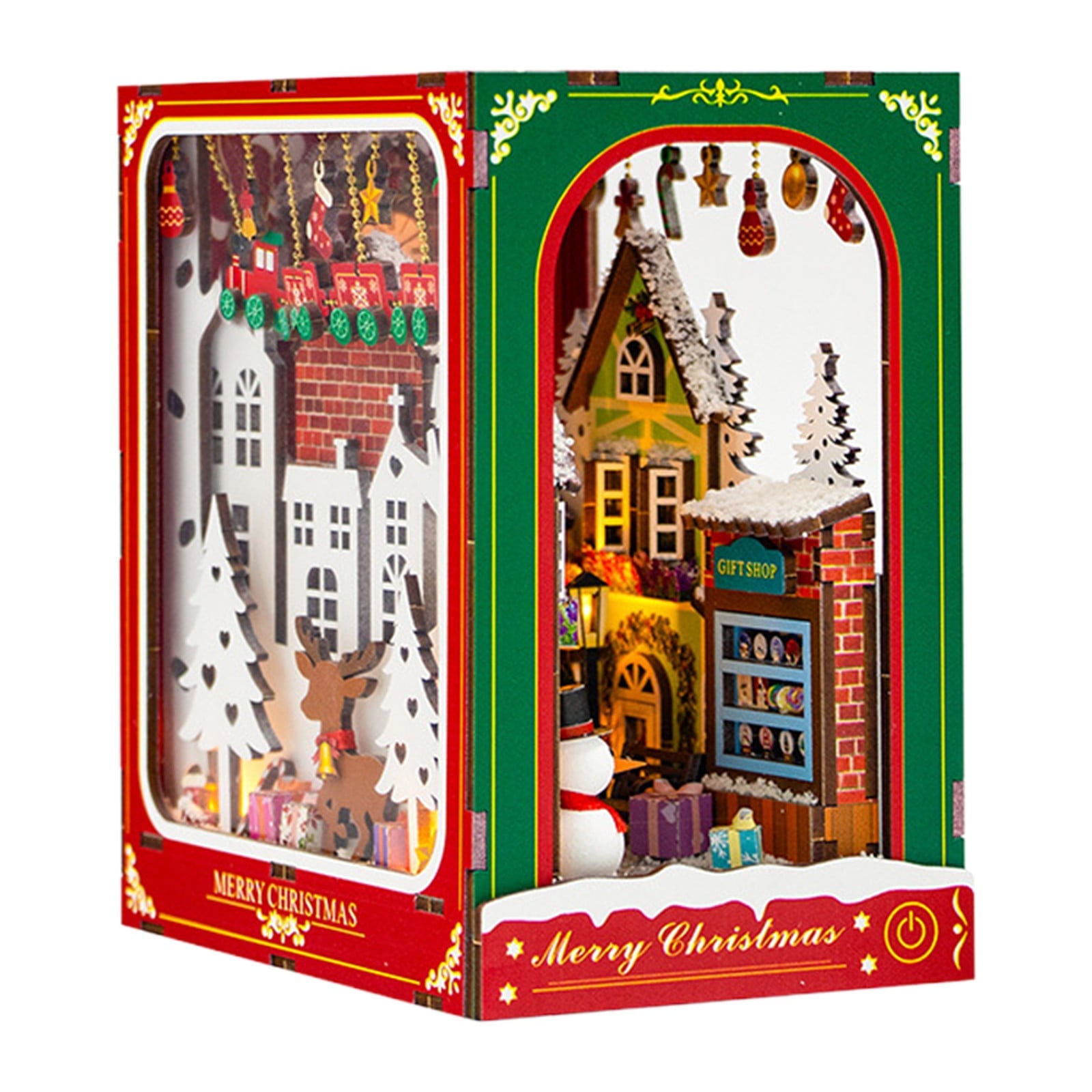 kjfeif 2025 New DIY Christmas Theme Miniature House Kit , Book Gaming ...