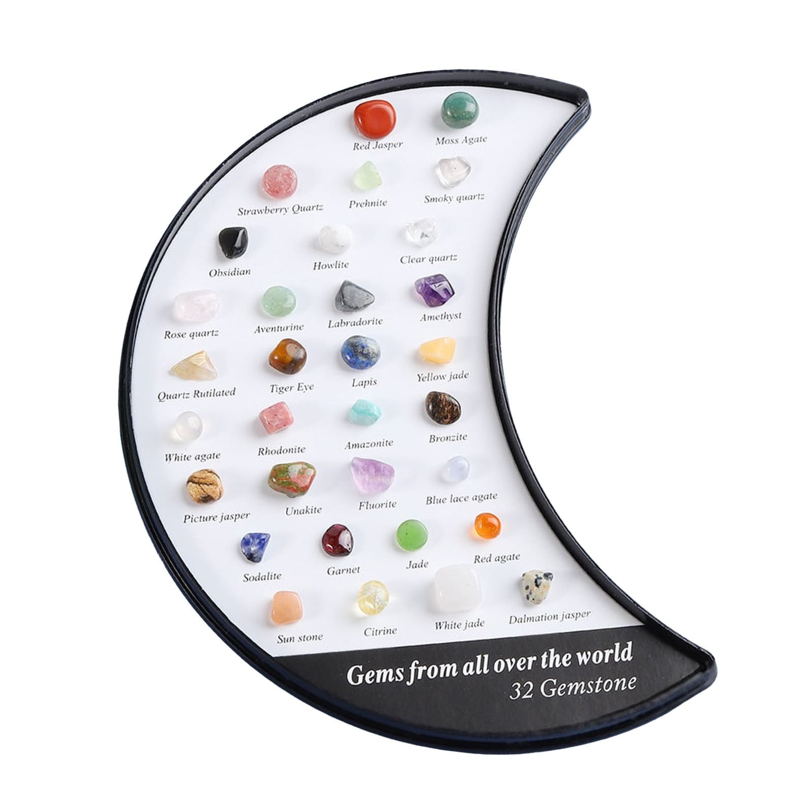 kjfeif 32 PCS Kids Rock Collection Moon Shape Mineral Box for Children ...