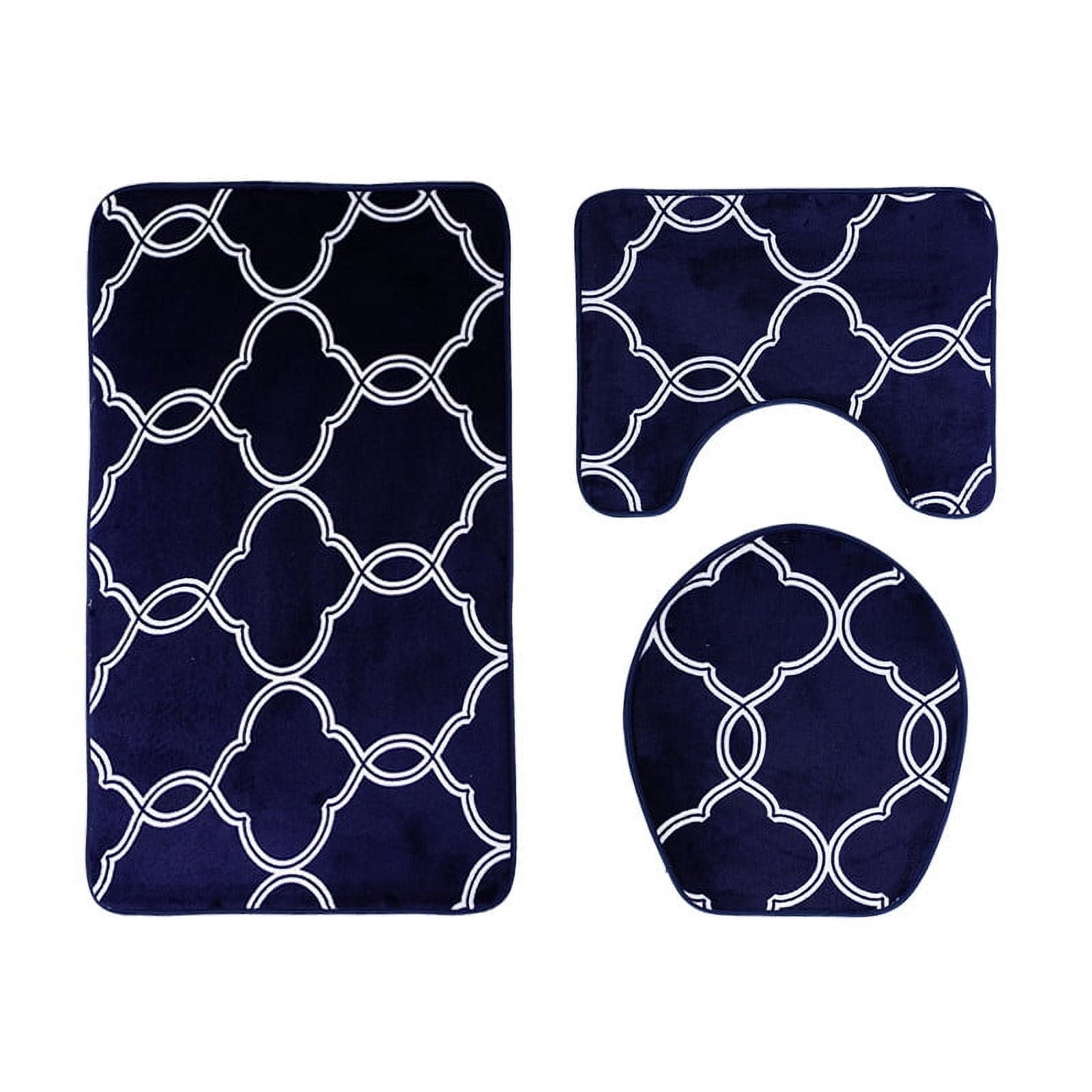 kjfeif 3pcs/set Bathroom Pedestal Rug + Lid Toilet Cover + Bath Mat ...