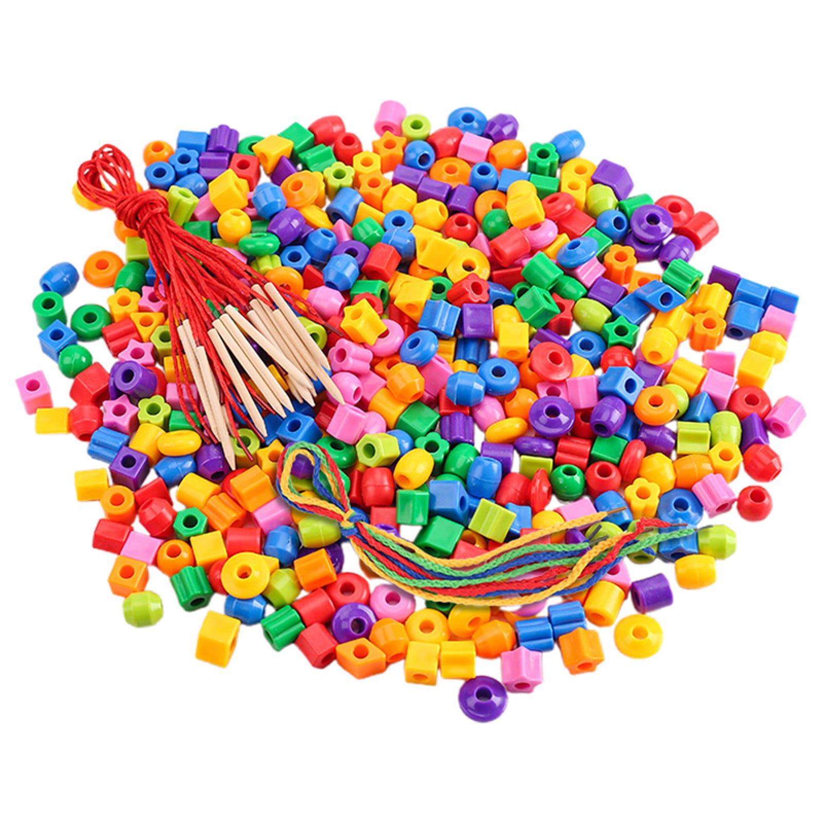 kjfeif 40 Beads 4 Strings Lacing Beads for Toddler 1-6 Years for School ...