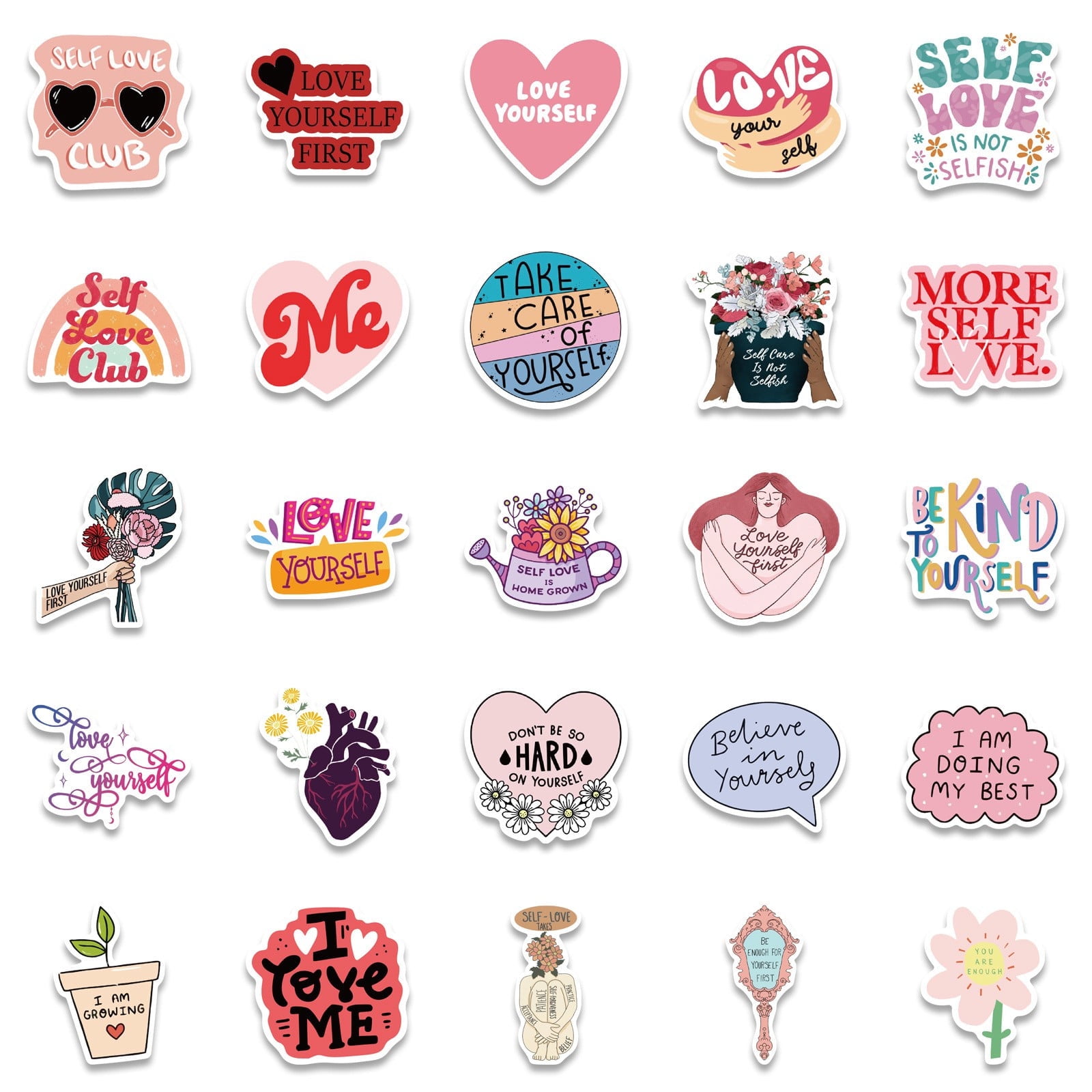 kjfeif 50 Pack Self Care Stickers Water Bottles Laptop Car Phone Guitar ...