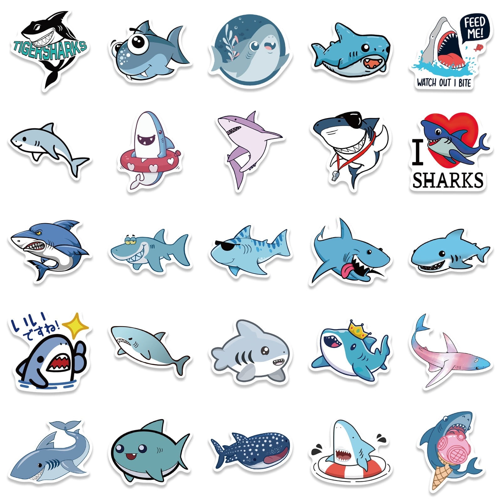 kjfeif 50pcs Cartoon Shark Stickers for Kids Girls Cartoon Cup Stickers ...