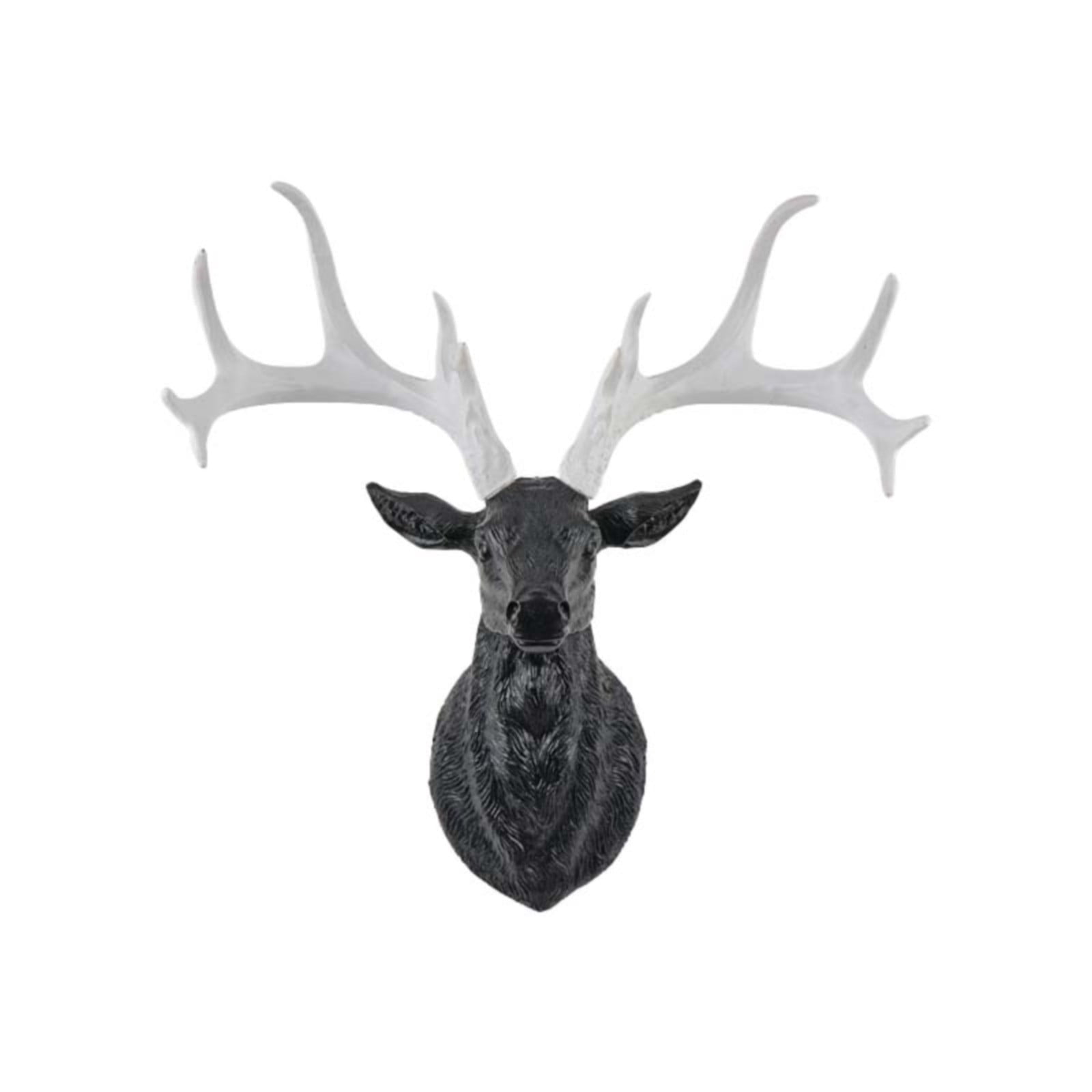 kjfeif Animal Heads Wall Decor, Faux Deer Head Mount, Animal Sculptures ...