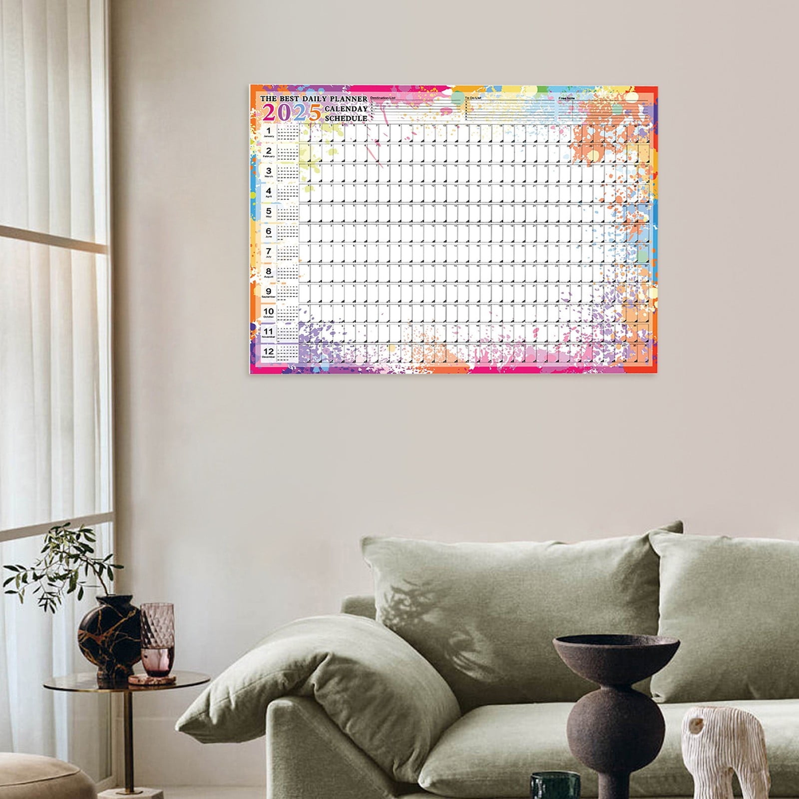 kjfeif Clearance! 2025 New Wall Calendar (7.32*10.3in) Wall Planner ...