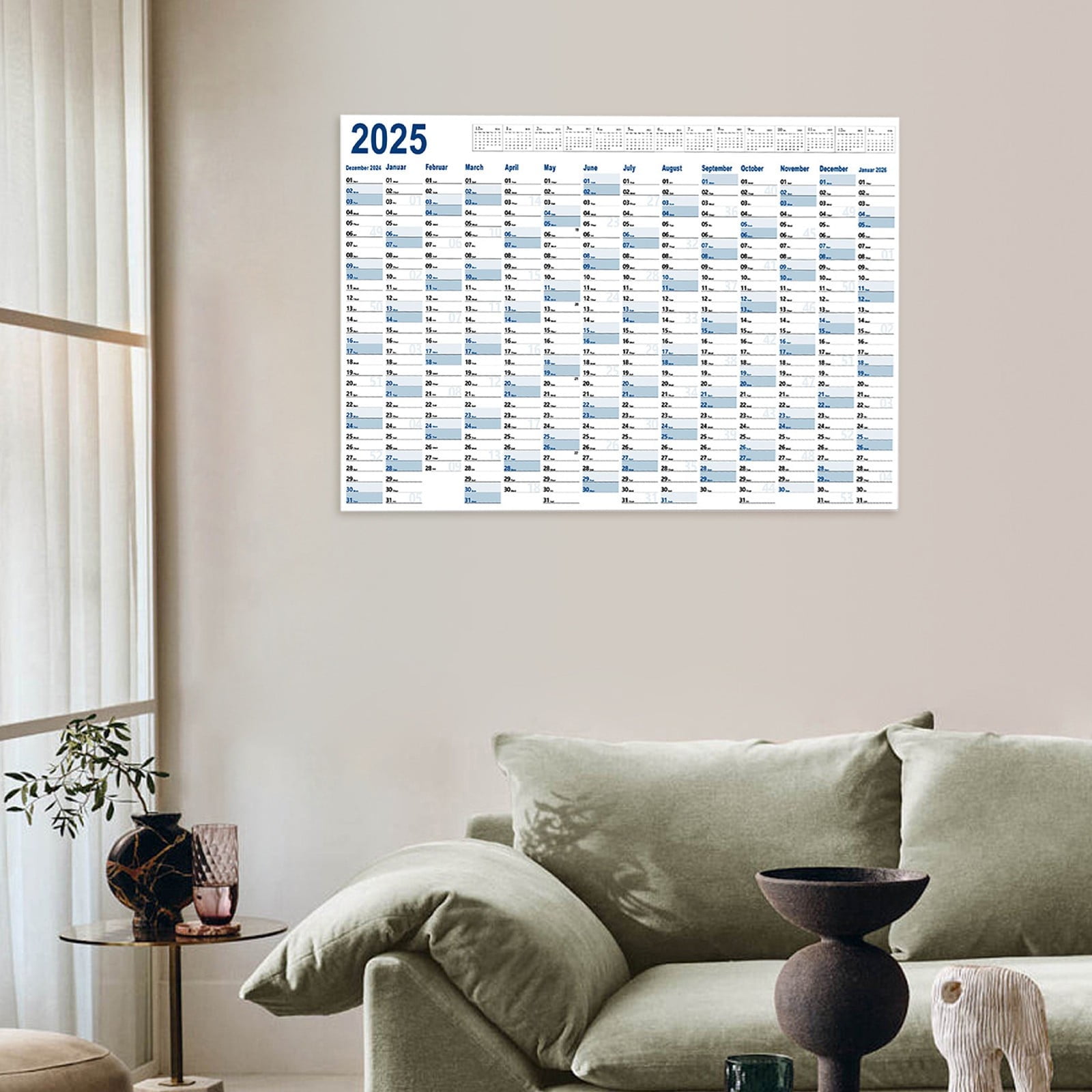 kjfeif 2025 New Wall Calendar (7.32*10.3in) Wall Planner with Calendar ...
