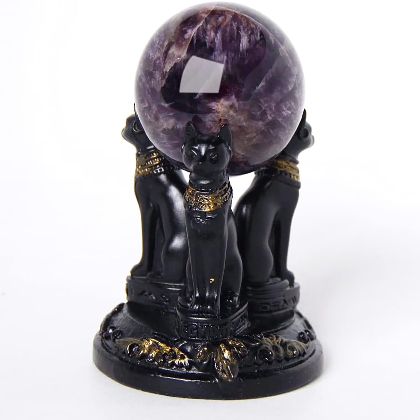kjfeif Bast Bastet Cats CrystalBall Stand Sphere Display NaturalHealing ...