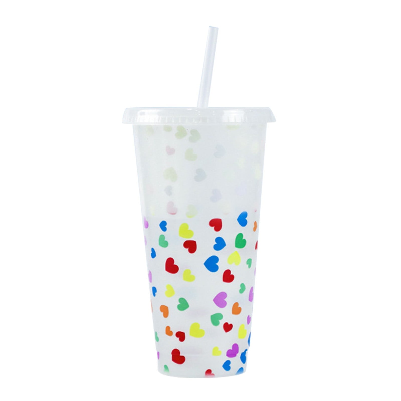 kjfeif Durable Creative Water Cup Heart Shape Cup PP Plastic Straw Cup ...