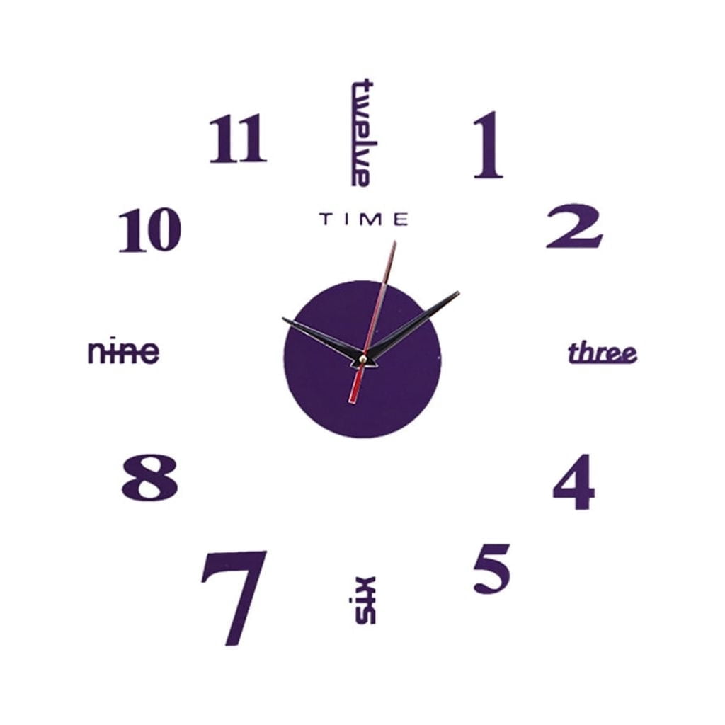 kjfeif Frameless DIY Wall Clock Black 3D Mute Round Shape Quartz Wall ...