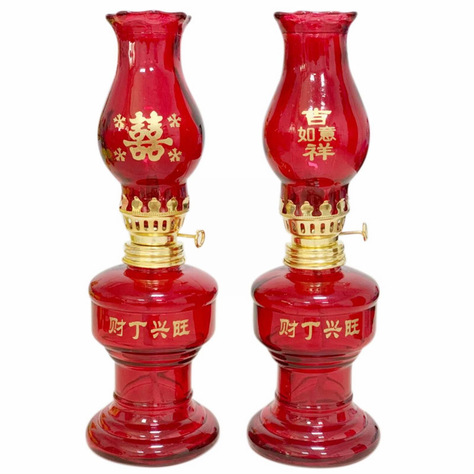 kjfeif Kerosene Lamp Vintage Oil Lamp Red Decor Colored Lamp Oil ...
