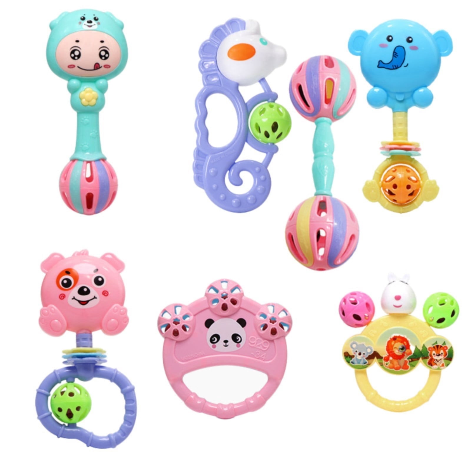 kjfeif Puzzle Hand Grip Ringing Bell, 7Pcs Baby Shake & Sounds Musical ...