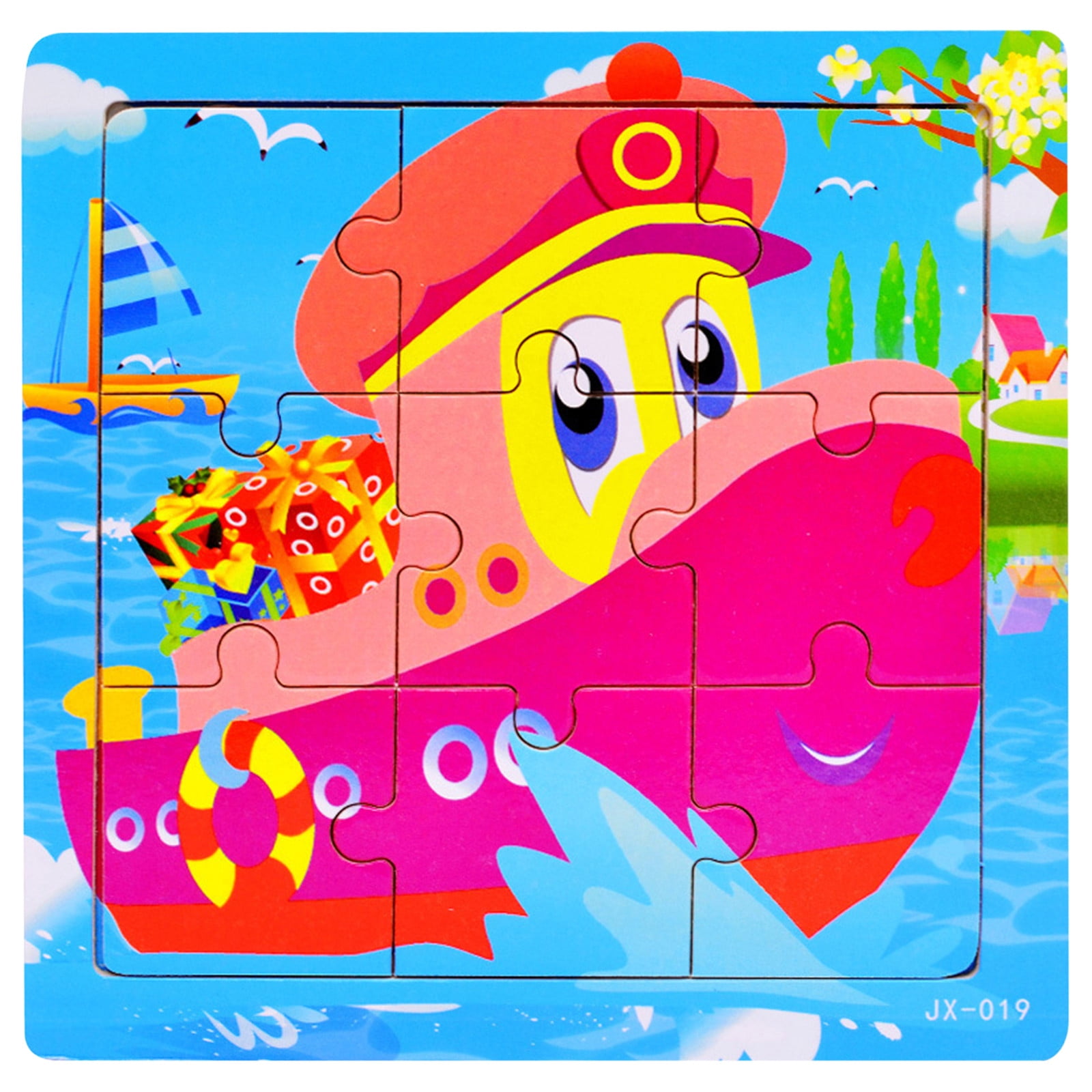 kjfeif Wooden Cartoon Stereo Memory Cognition Puzzle Early Educational ...