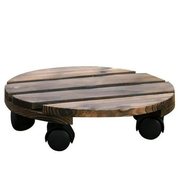 kjfeif Wood Plant Caddy, Heavy Duty Rolling Planter Dolly with Rotating ...