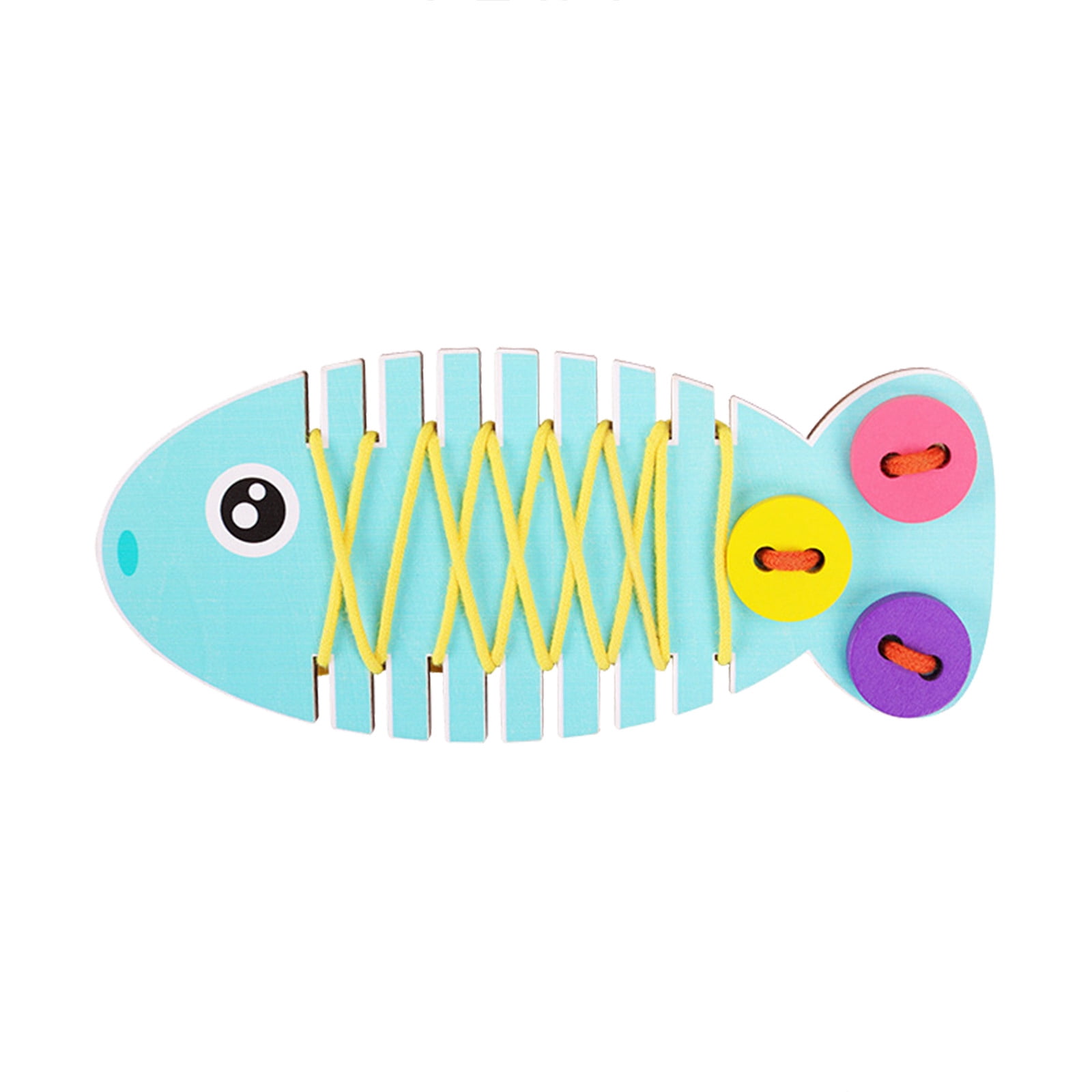 kjfeif Wooden Fish Children's Fish Lacing Toy for Toddlers Fine Motor ...