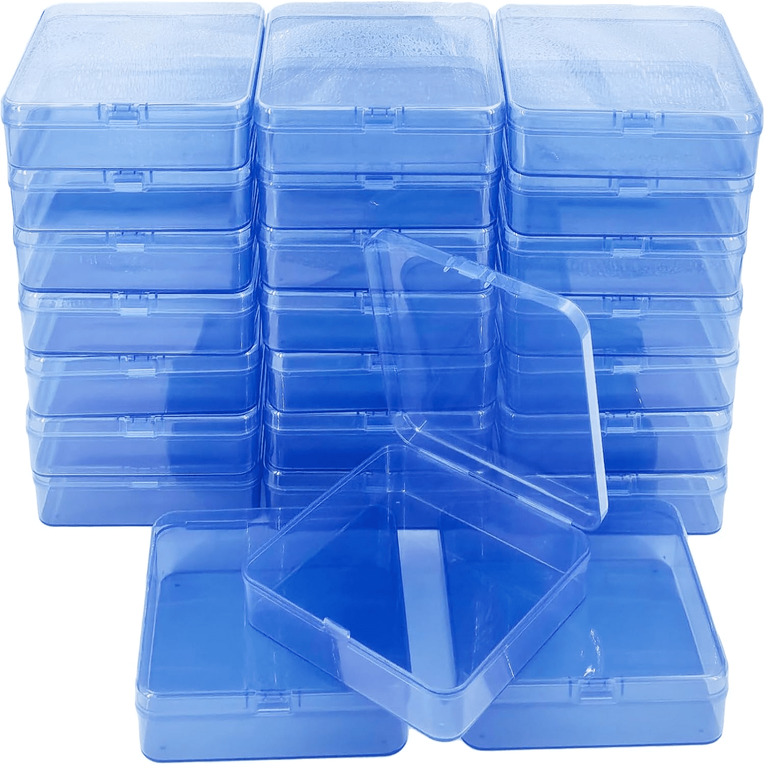 kjliuytr 32 Pieces Mixed Sizes Square Empty Mini Clear Plastic Storage ...