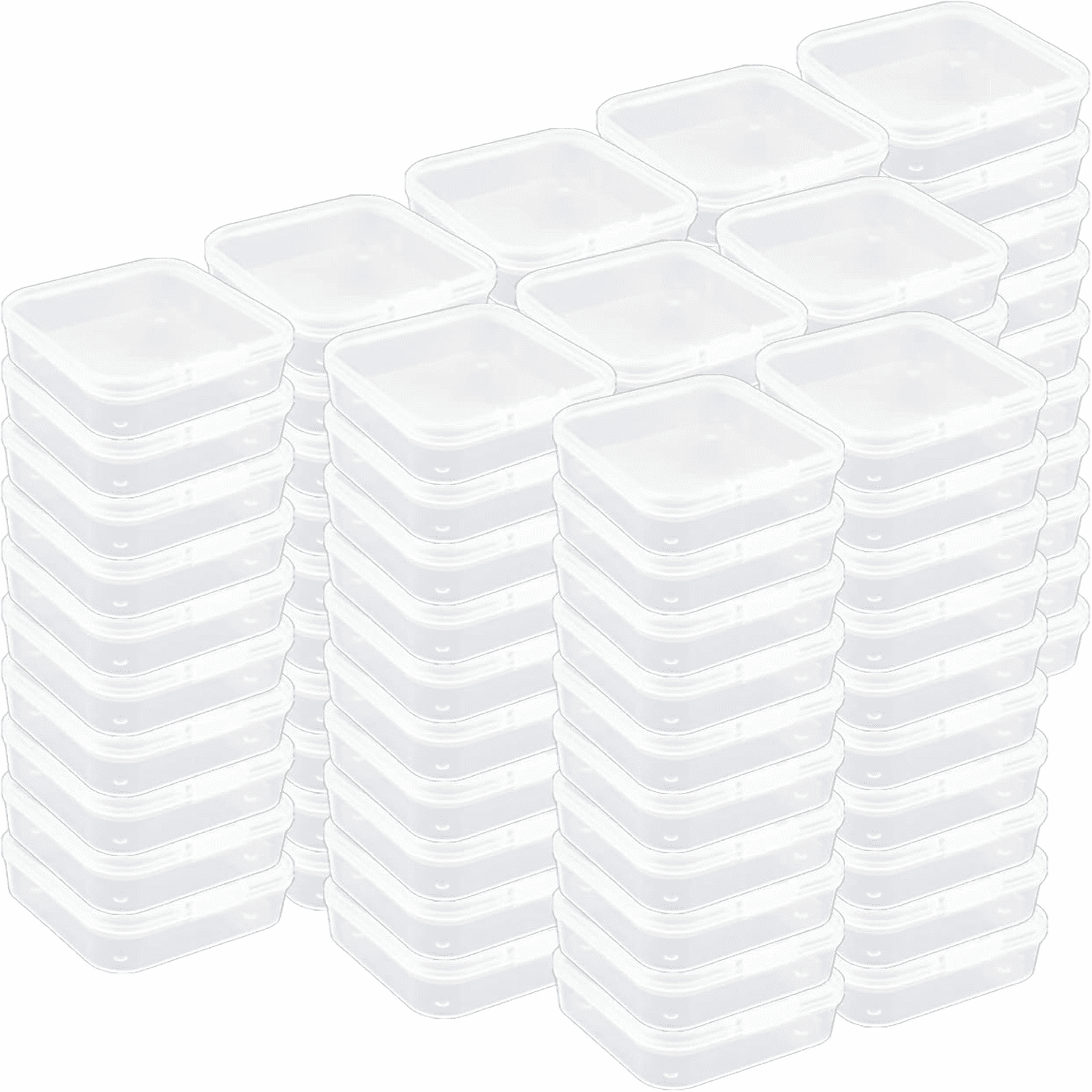 kjliuytr 32 Pieces Mixed Sizes Square Empty Mini Clear Plastic Storage ...