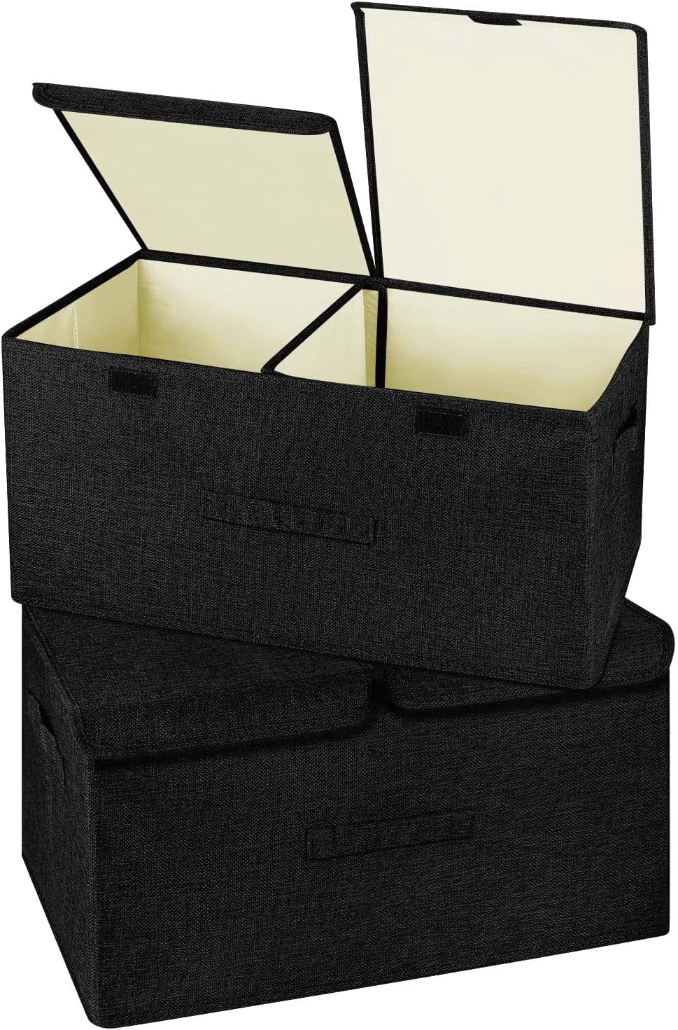 kjlmybn 2 Pack Large Storage Boxes with Lids and Handles Collapsible ...