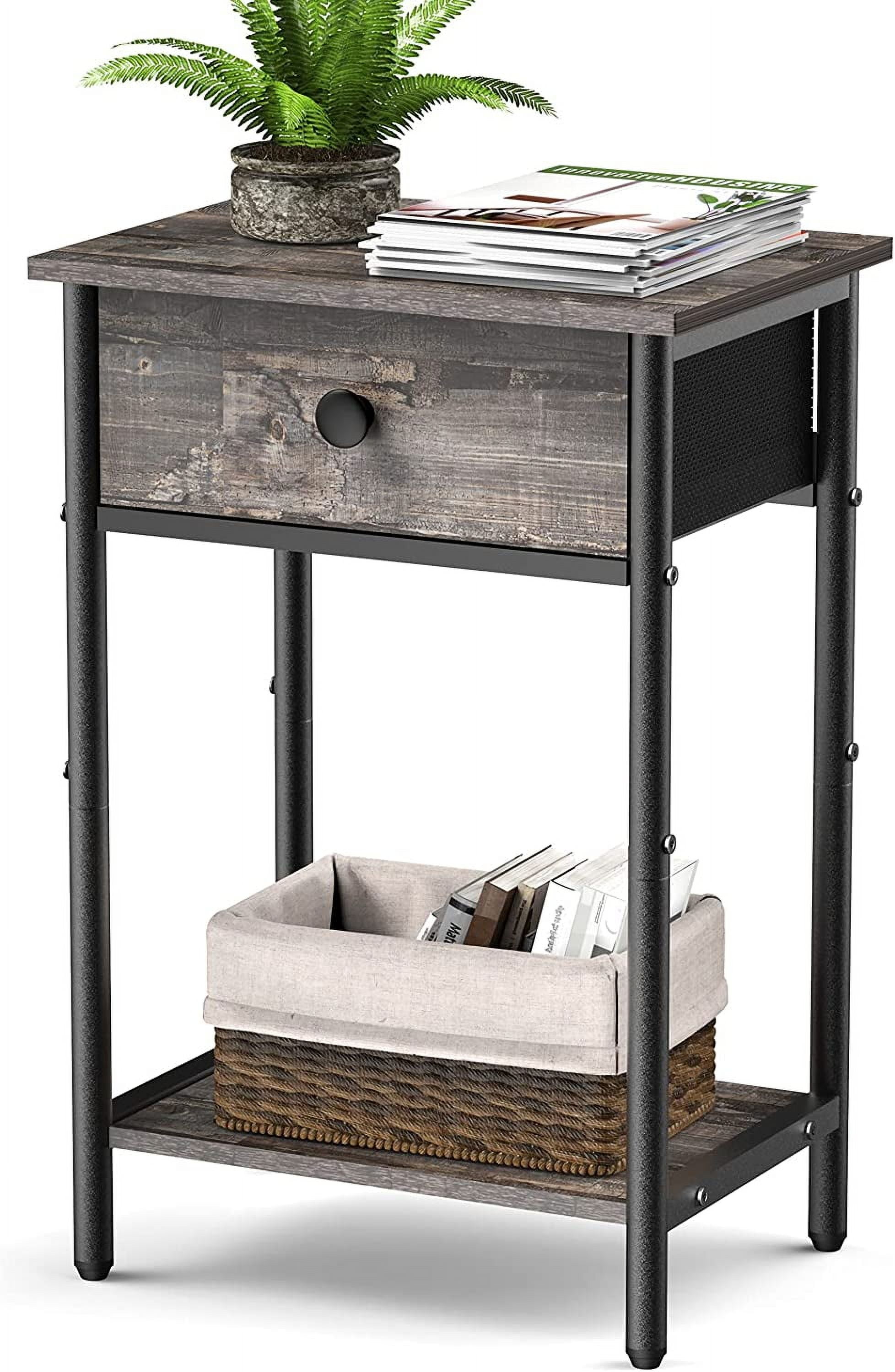 kjlmybn Night Stand Bedside Tables for Small Space Large End Table with ...