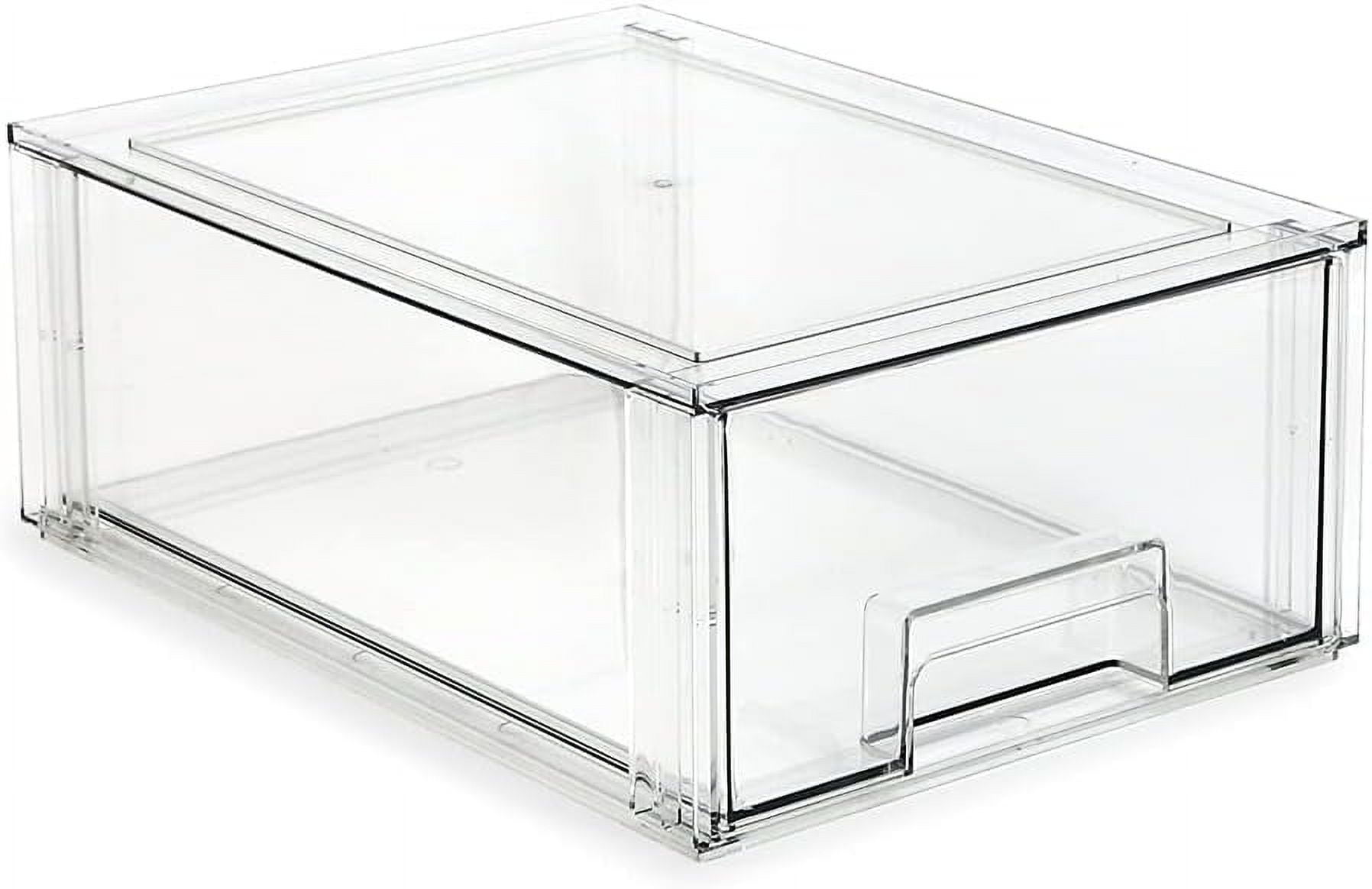 vbfgybxny Stackable Organizer Drawer Set (1 Medium 1 Large) Clear ...