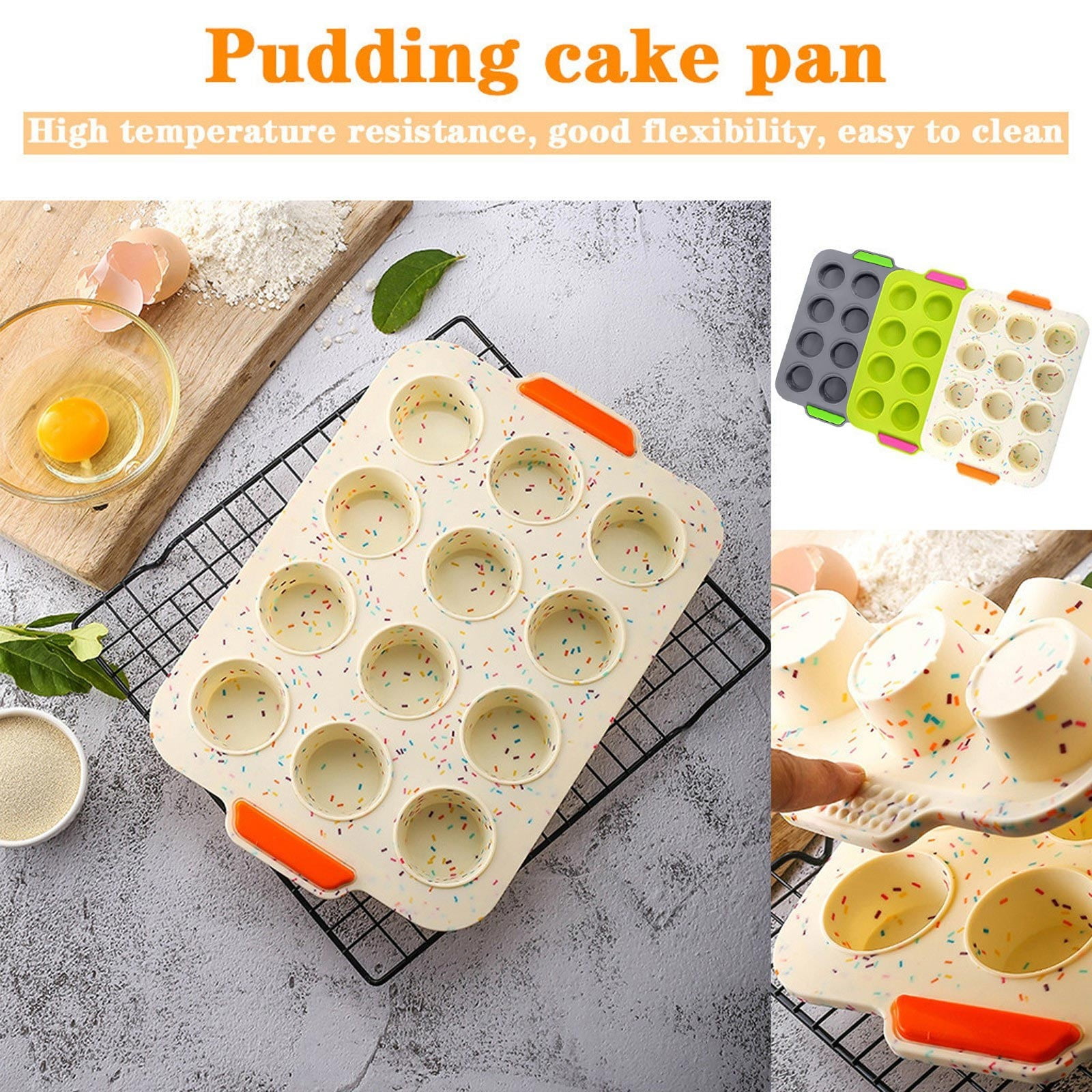 kkbbma under $5 3Pcs Silicone Cake Mold, 12 Hole Silicone Cake Pan ...