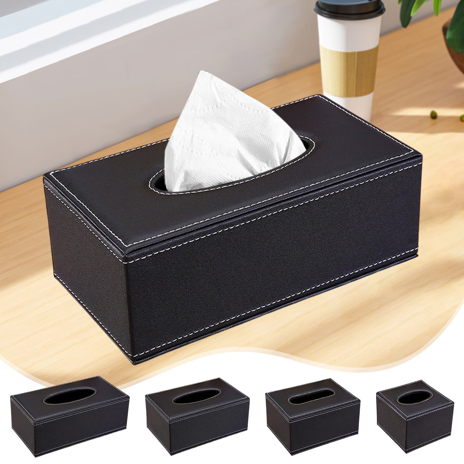 kkbbma under $5 4Pcs Leather Tissue Box, Faux Leather Decorative Tissue ...