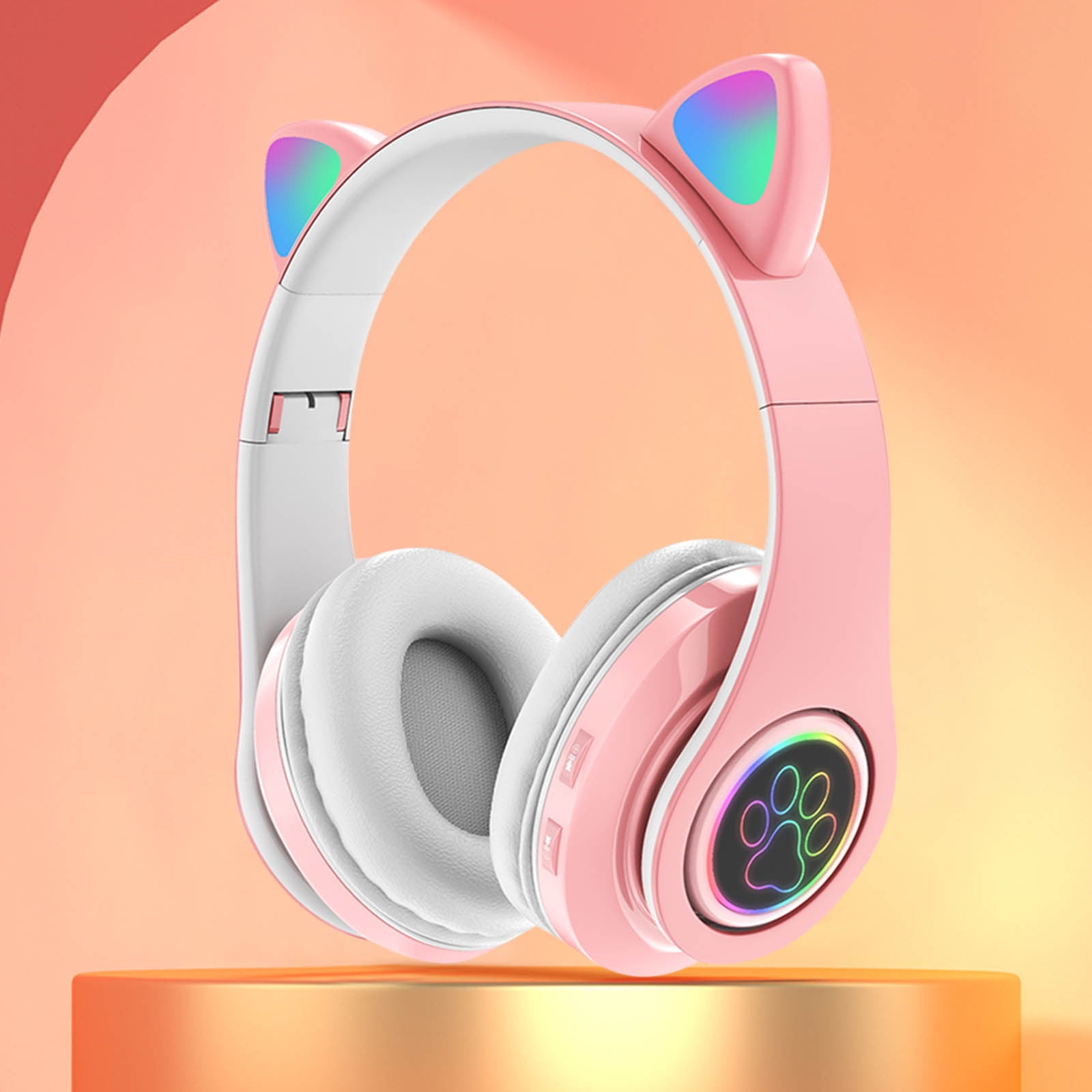 kkbbma under $5 Cat Ear Headphones, Cute Cat Ear Bluetooth Headset, LED ...