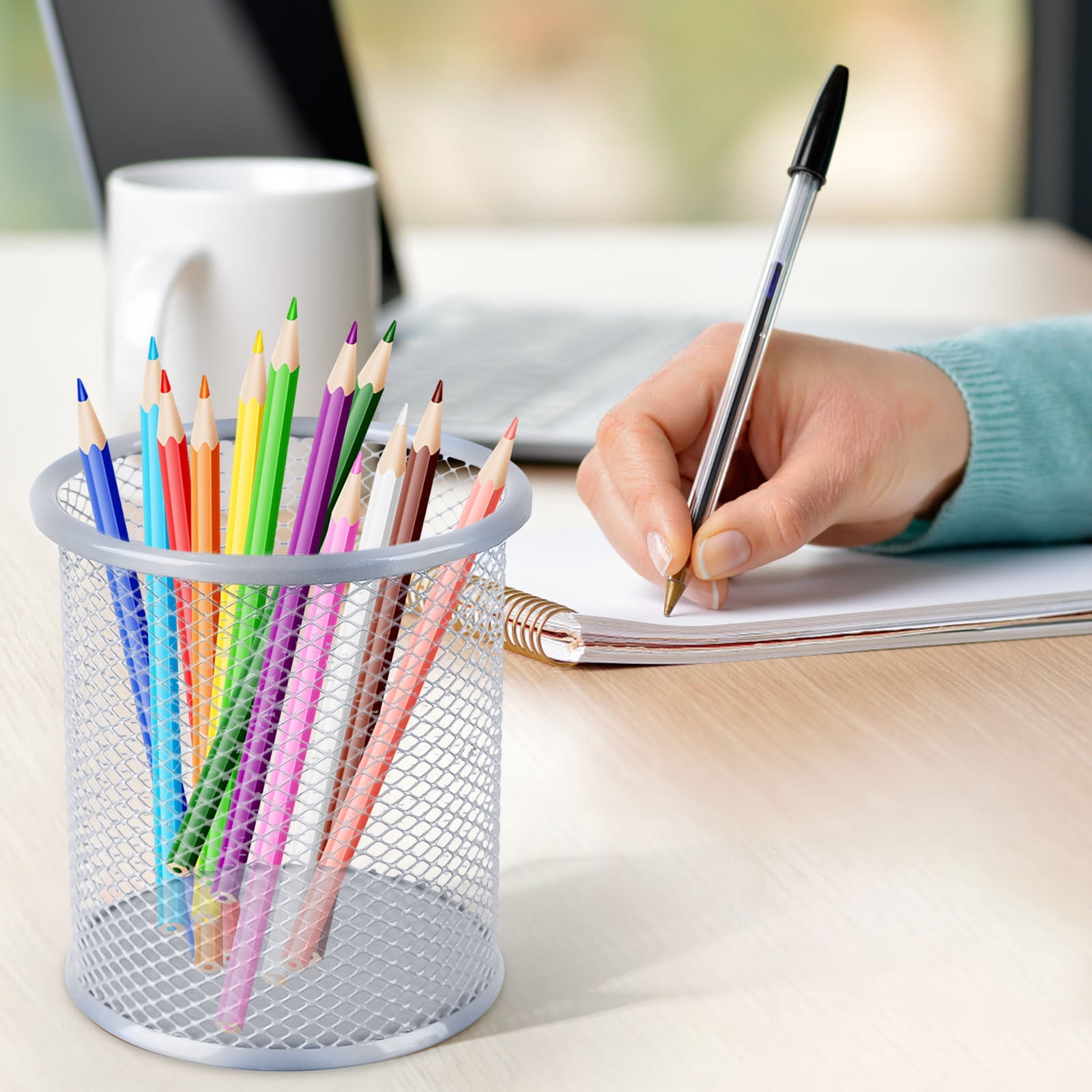 kkbbma under $5 Mesh Metal Pen Cup Organizer, Metal Mesh Pencil Cup ...