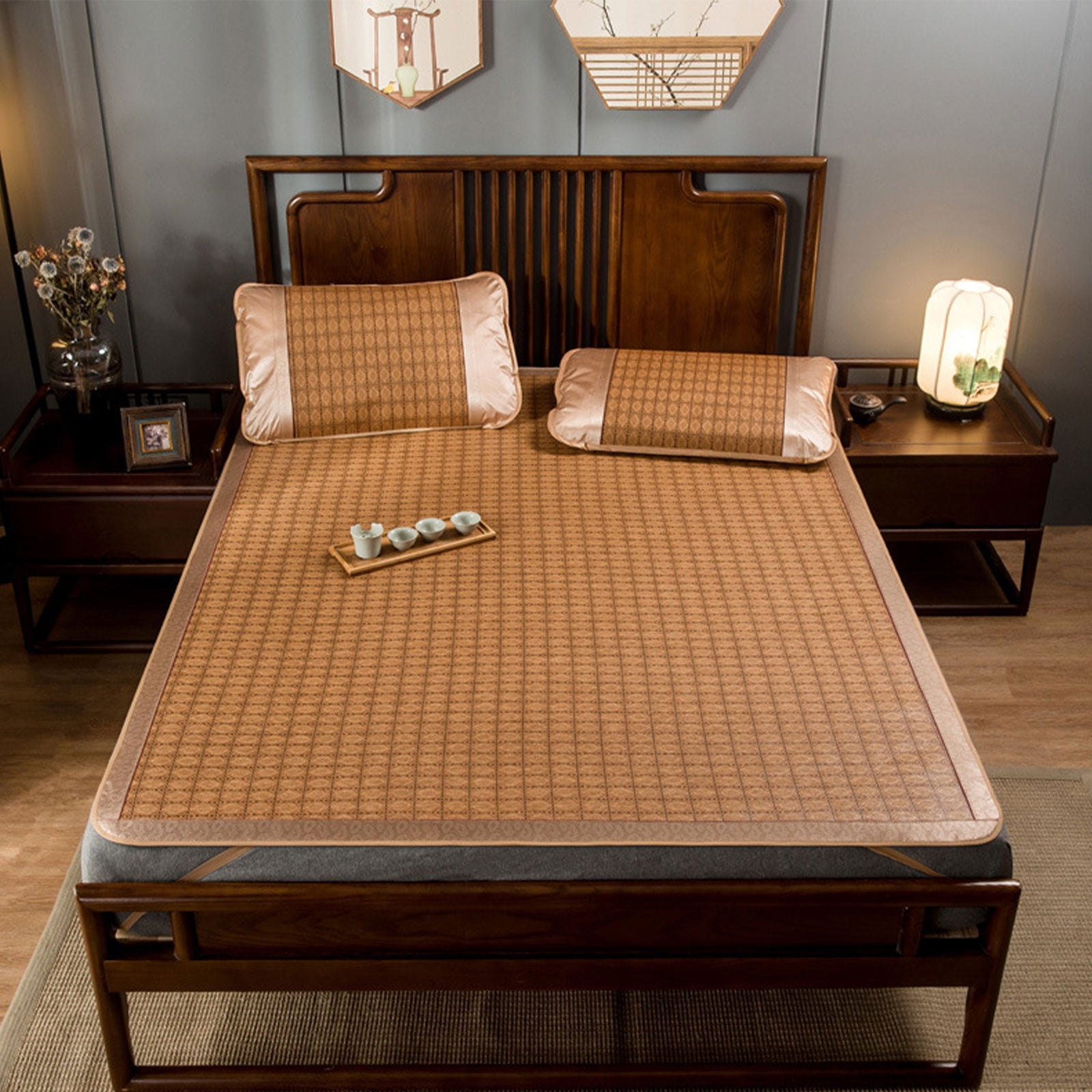 kkbbma Bamboo Sleeping Mat , Summer Sleeping Mat, Foldable Rattan ...