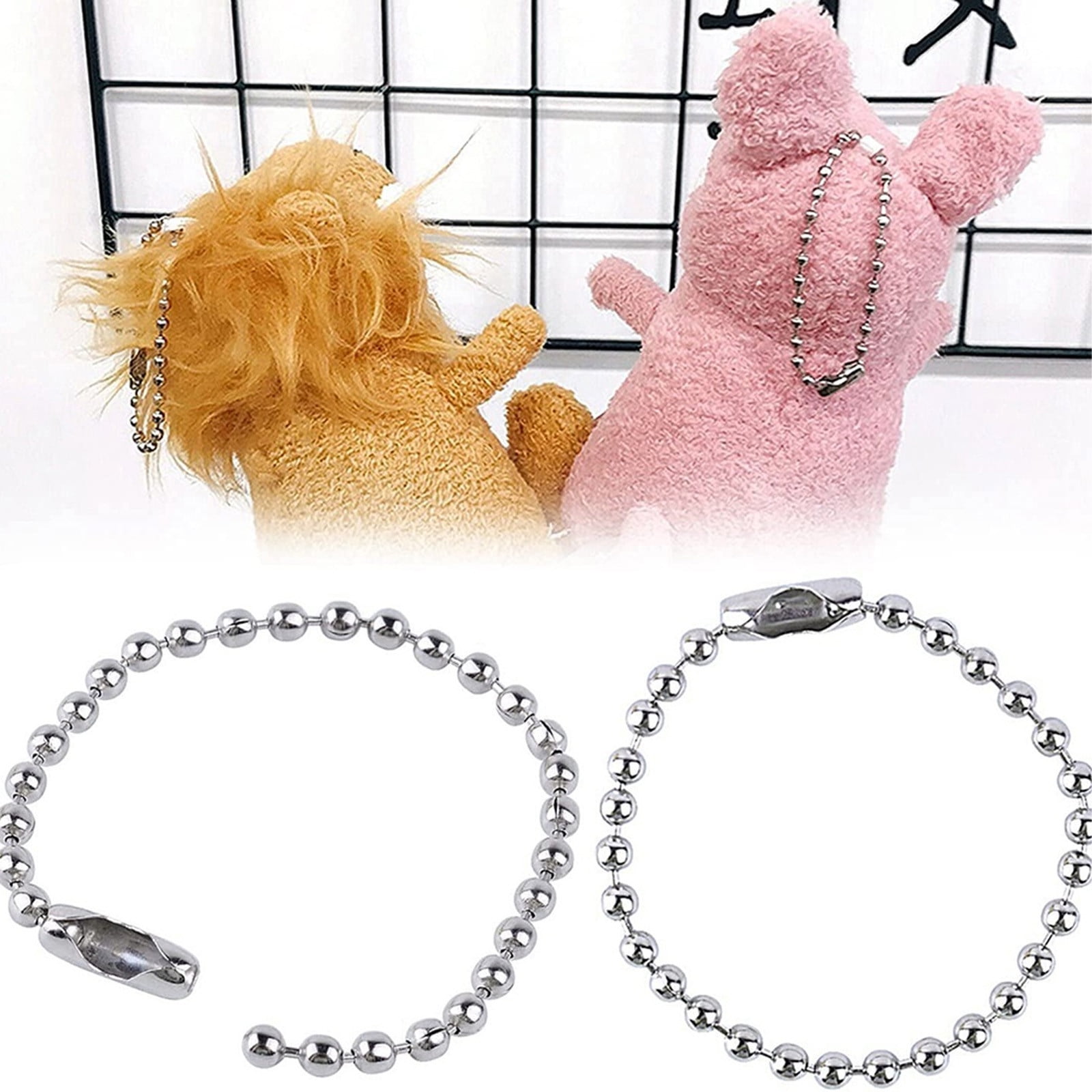 kkbbma Beaded Ball Chain, Stainless Steel Bead Pull Chain Extension Dog ...