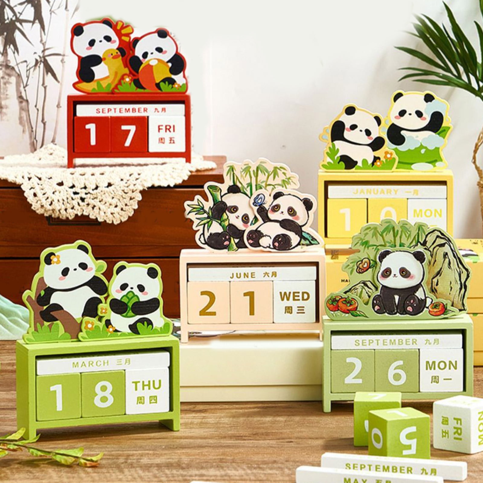 kkbbma Big Deals Wooden Block Calendar for Desk, Daily Desktop ...
