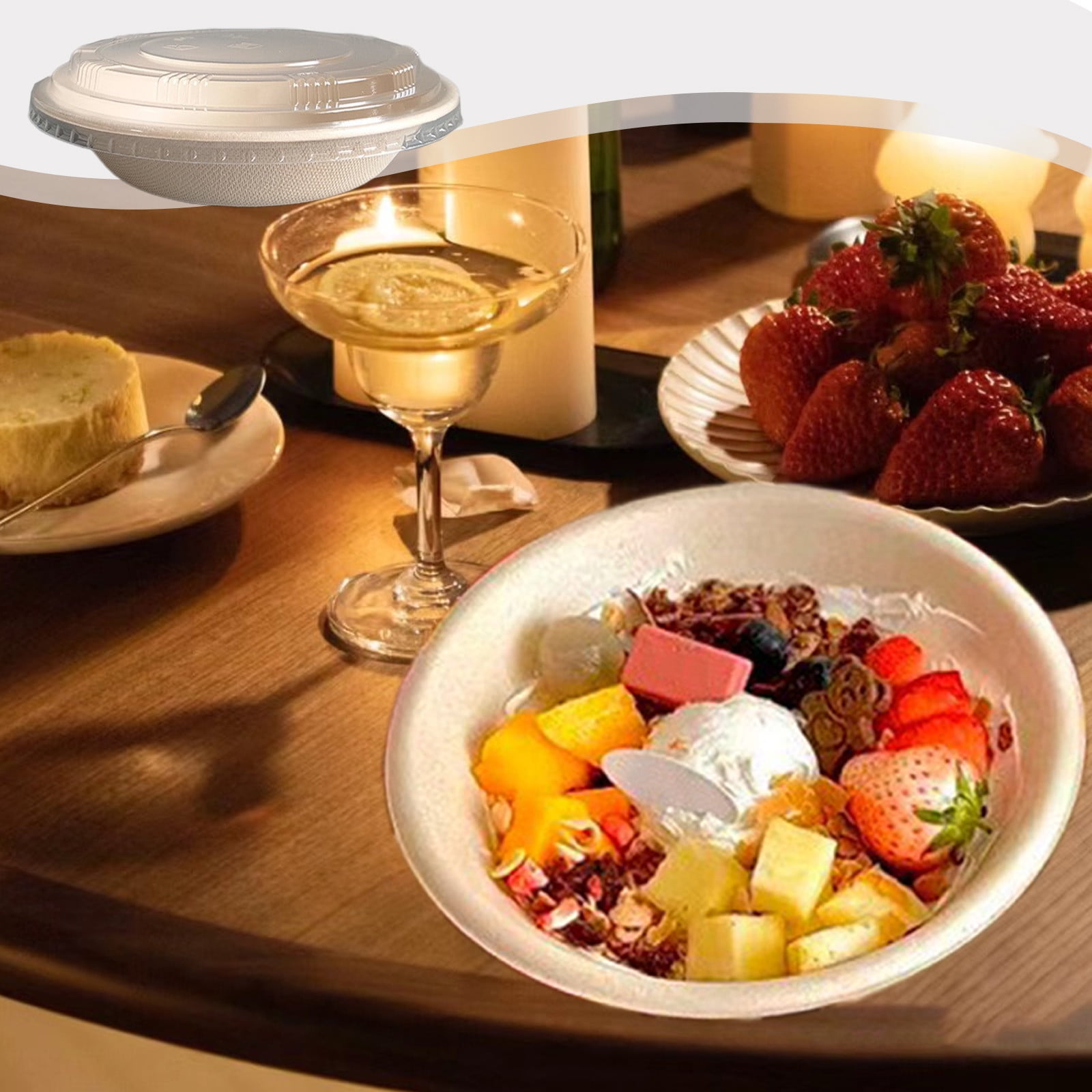 kkbbma Clearance under $5 10 Pack Disposable Paper Bowls with lids ...